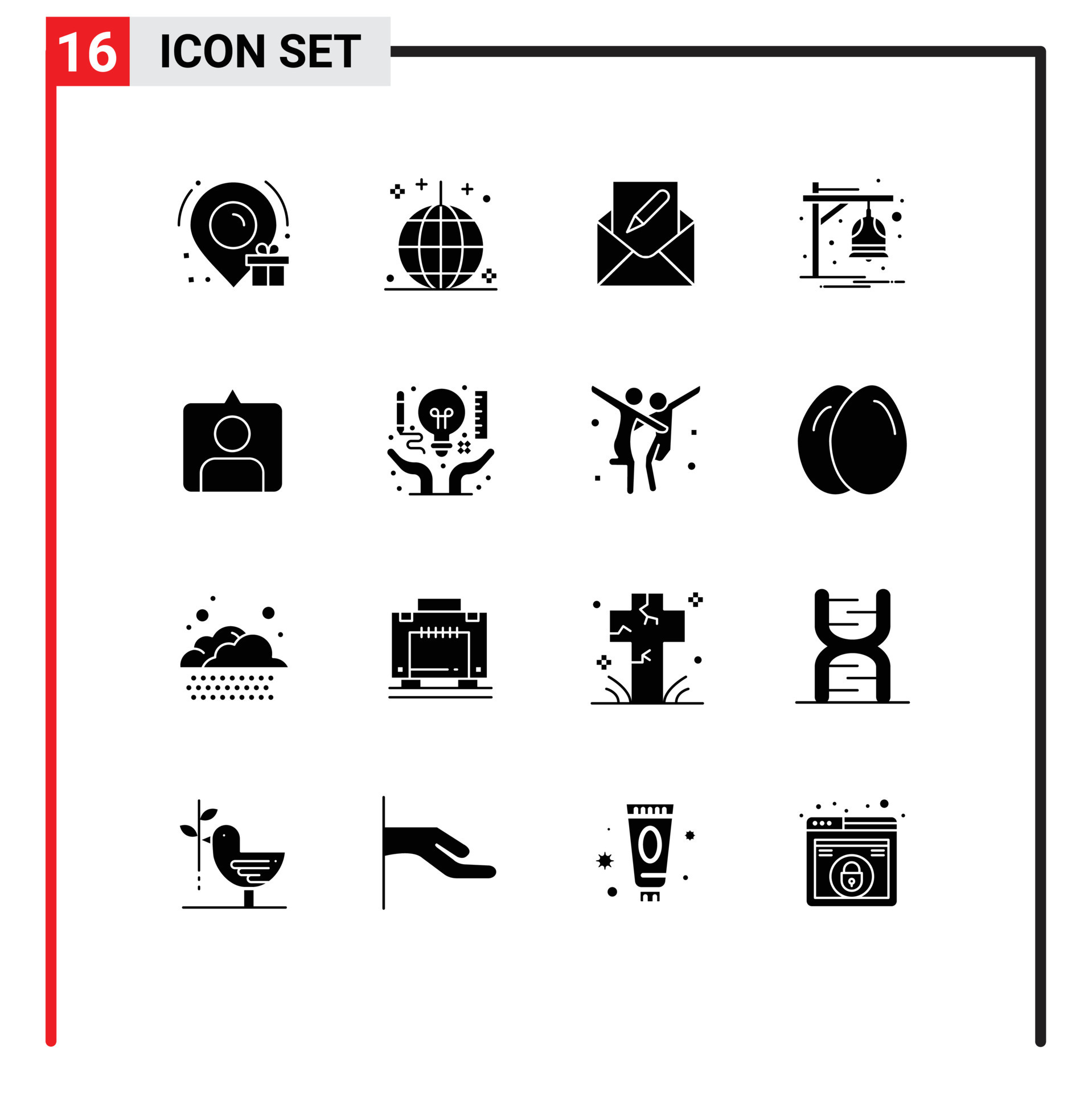 Set Of 16 Modern Ui Icons Symbols Signs For Contac Notification Compose Bell Mail Editable