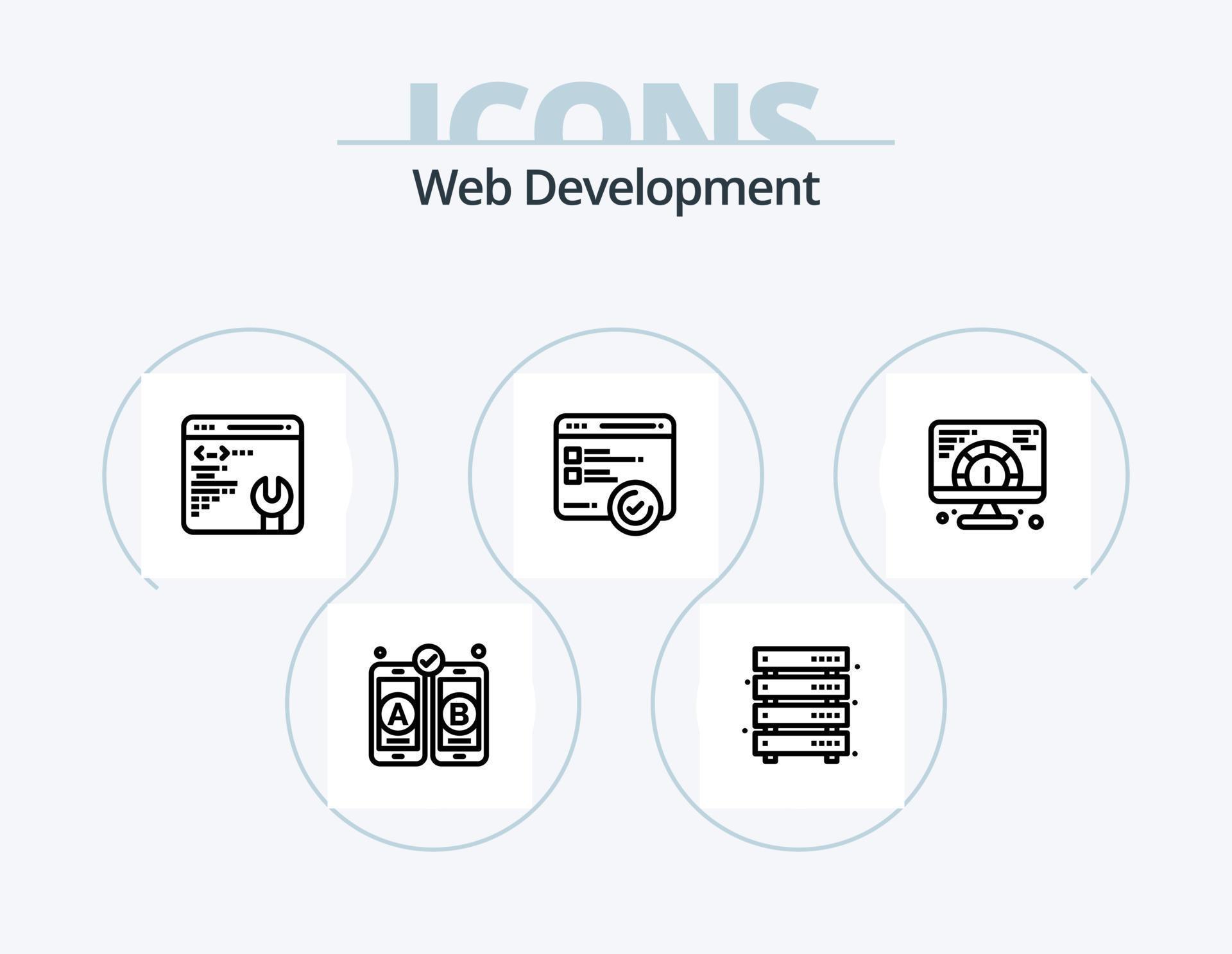 Web Development Line Icon Pack 5 Icon Design Testing Web Speed Mobile 17568157 Vector Art