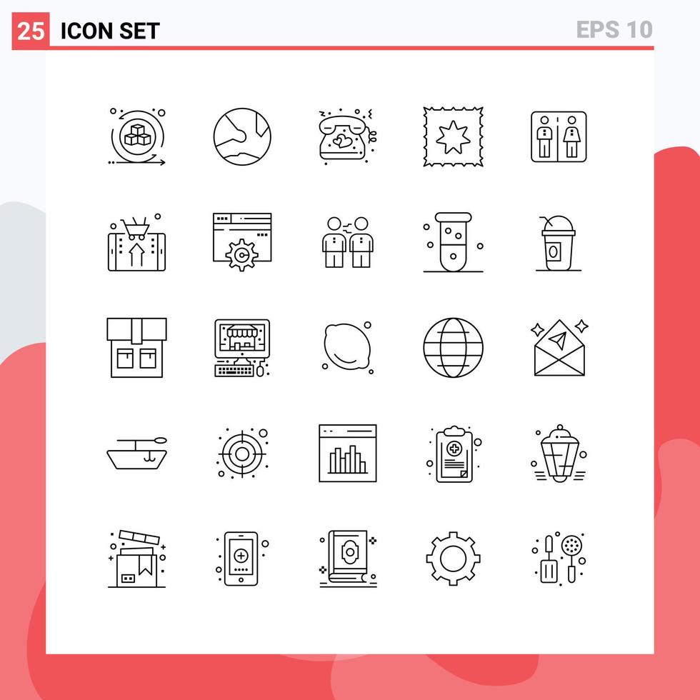 Stock Vector Icon Pack of 25 Line Signs and Symbols for machine down ...