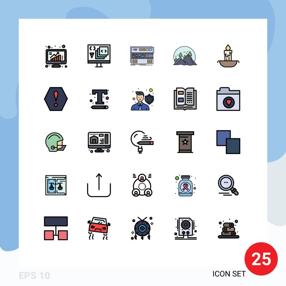 25 User Interface Filled line Flat Color Pack of modern Signs and ...