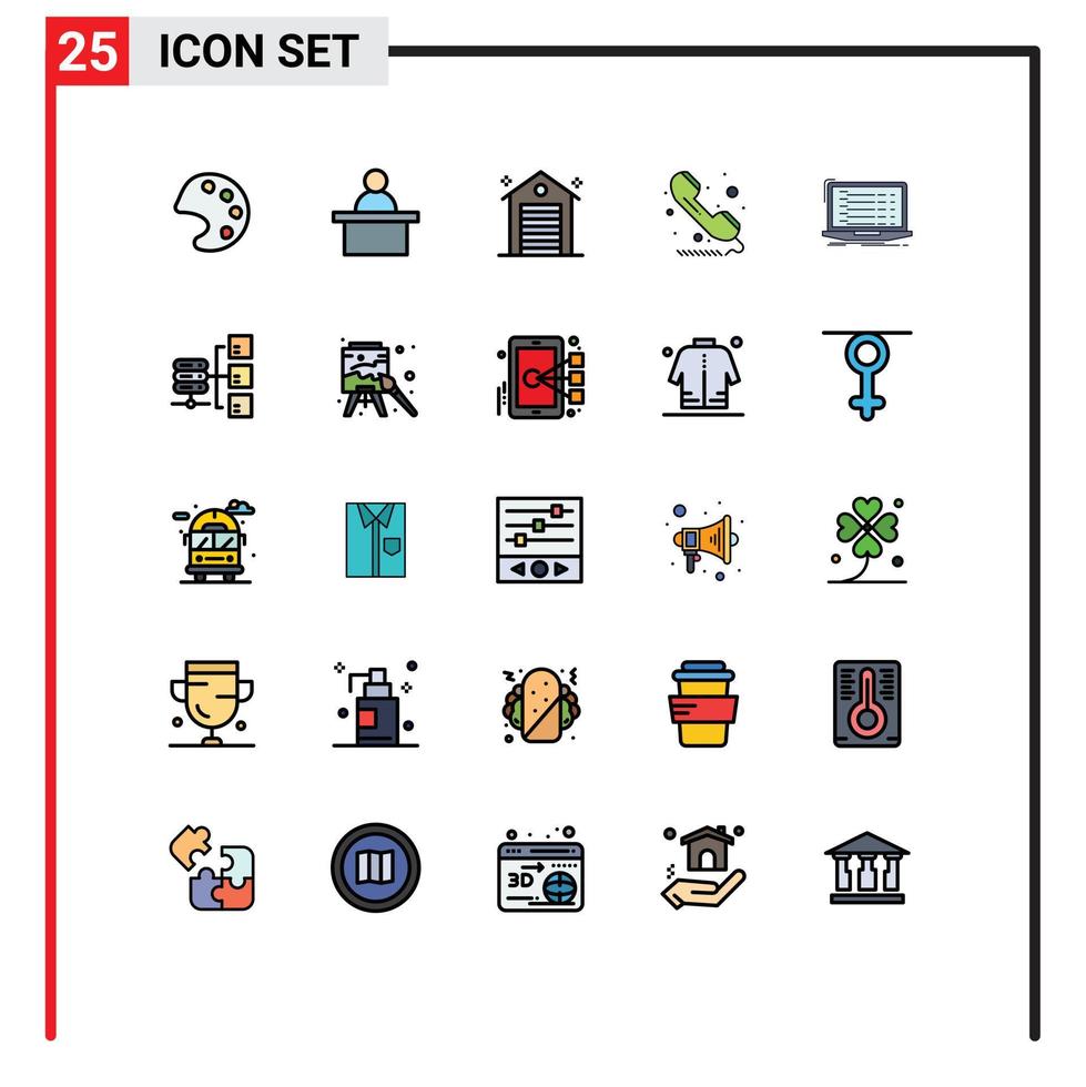 Group of 25 Filled line Flat Colors Signs and Symbols for coding api ...