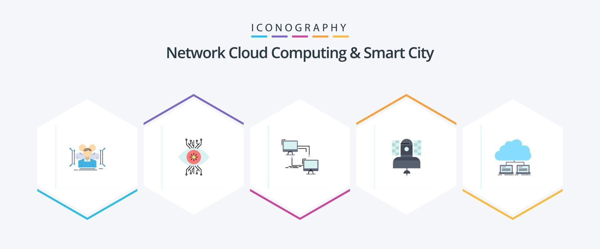 Network Cloud Computing And Smart City 25 Flat Icon Pack Including