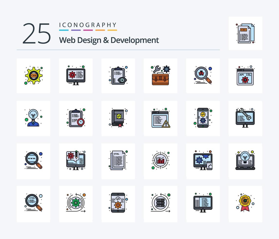 Web Design And Development 25 Line Filled icon pack including scan ...
