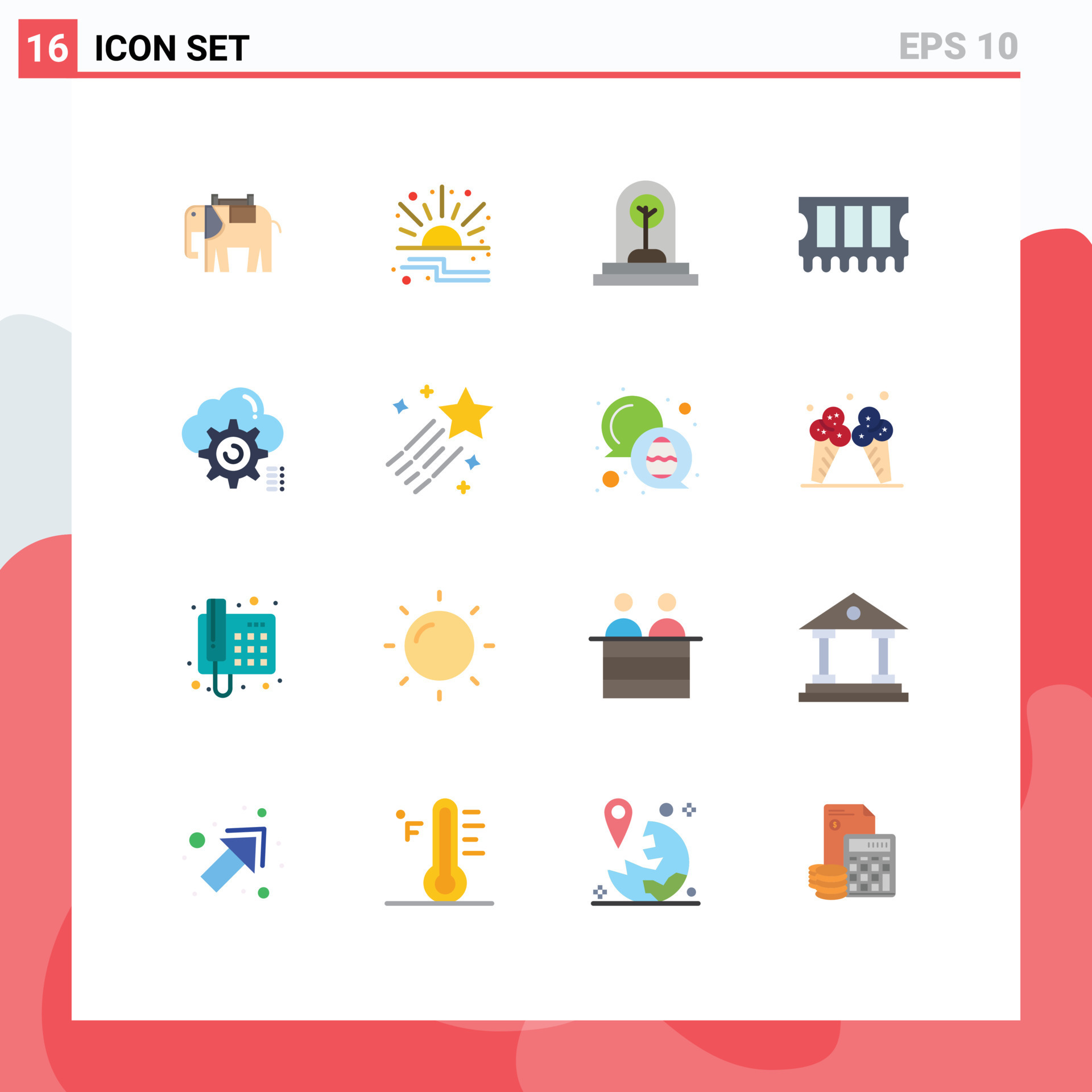 Set Of 16 Modern Ui Icons Symbols Signs For Setting Ram Business Memory Tree Editable Pack Of