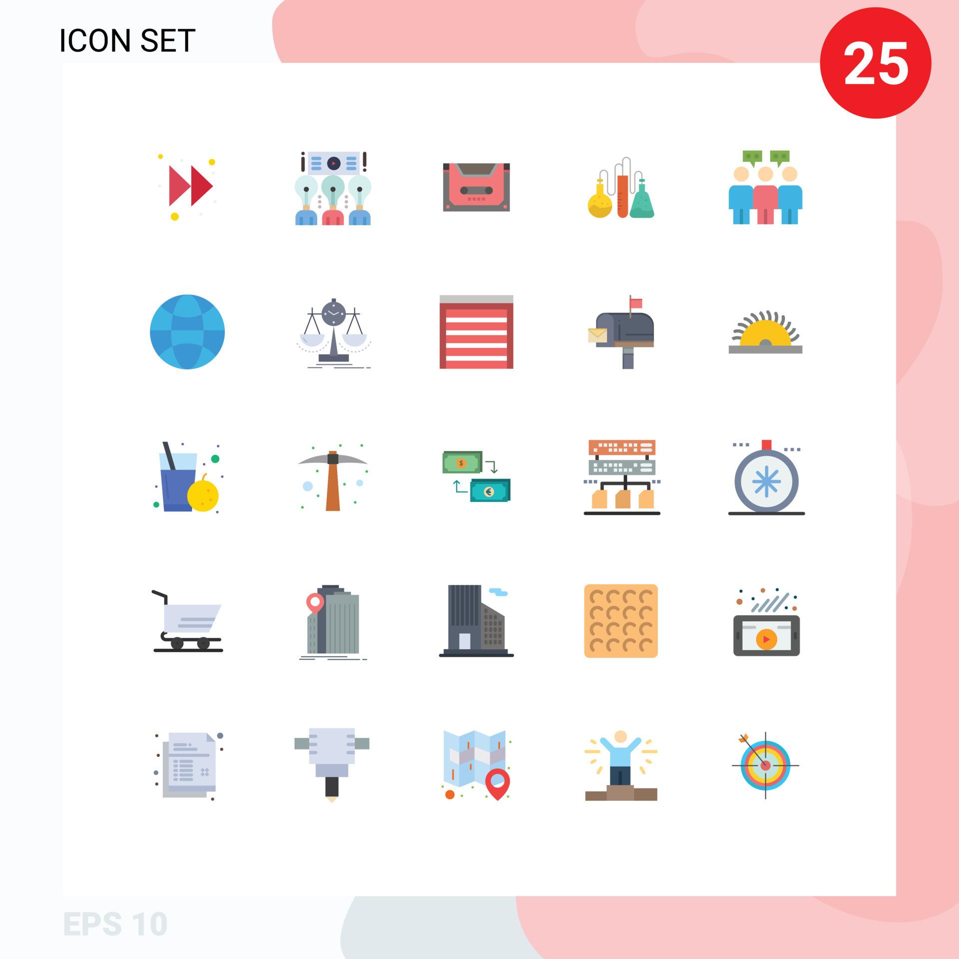 Set Of 25 Modern Ui Icons Symbols Signs For Communication Lab Analog Dope Deck Editable Vector