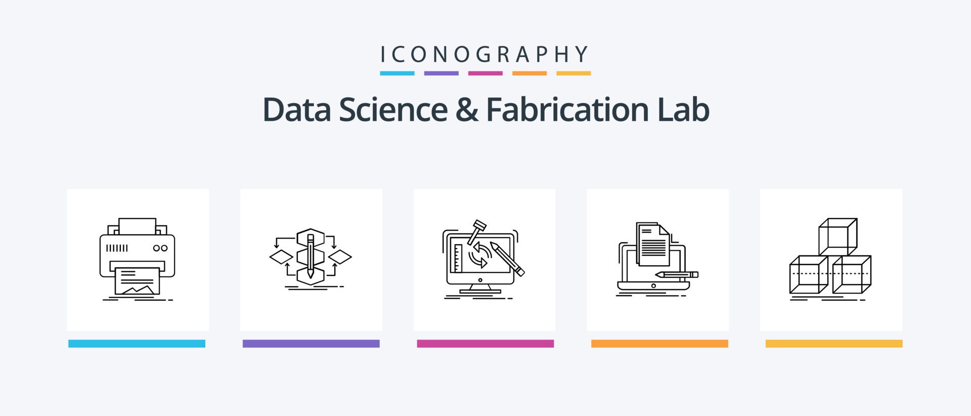 Data Science And Fabrication Lab Line 5 Icon Pack Including electronics ...