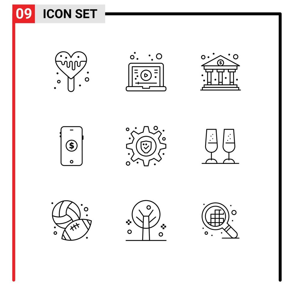 9 Universal Outlines Set For Web And Mobile Applications Setting Lock Business Online Market