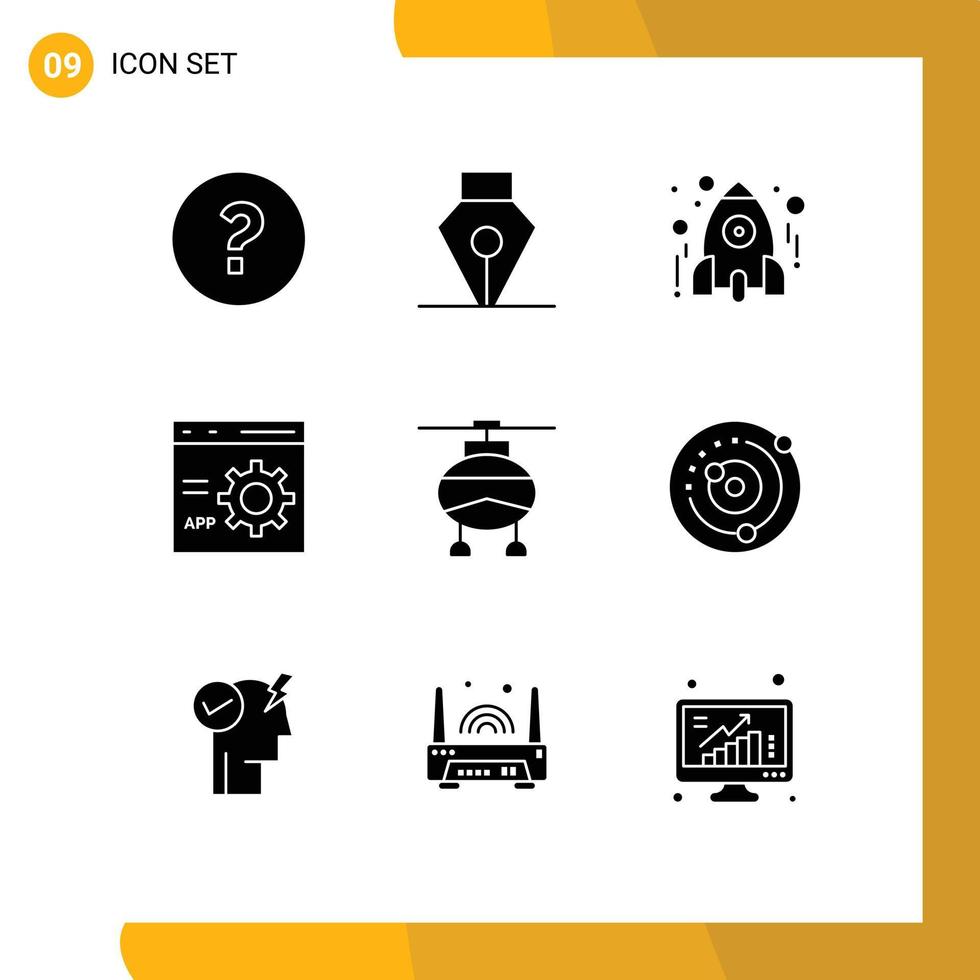 9 Solid Glyph concept for Websites Mobile and Apps transport ...