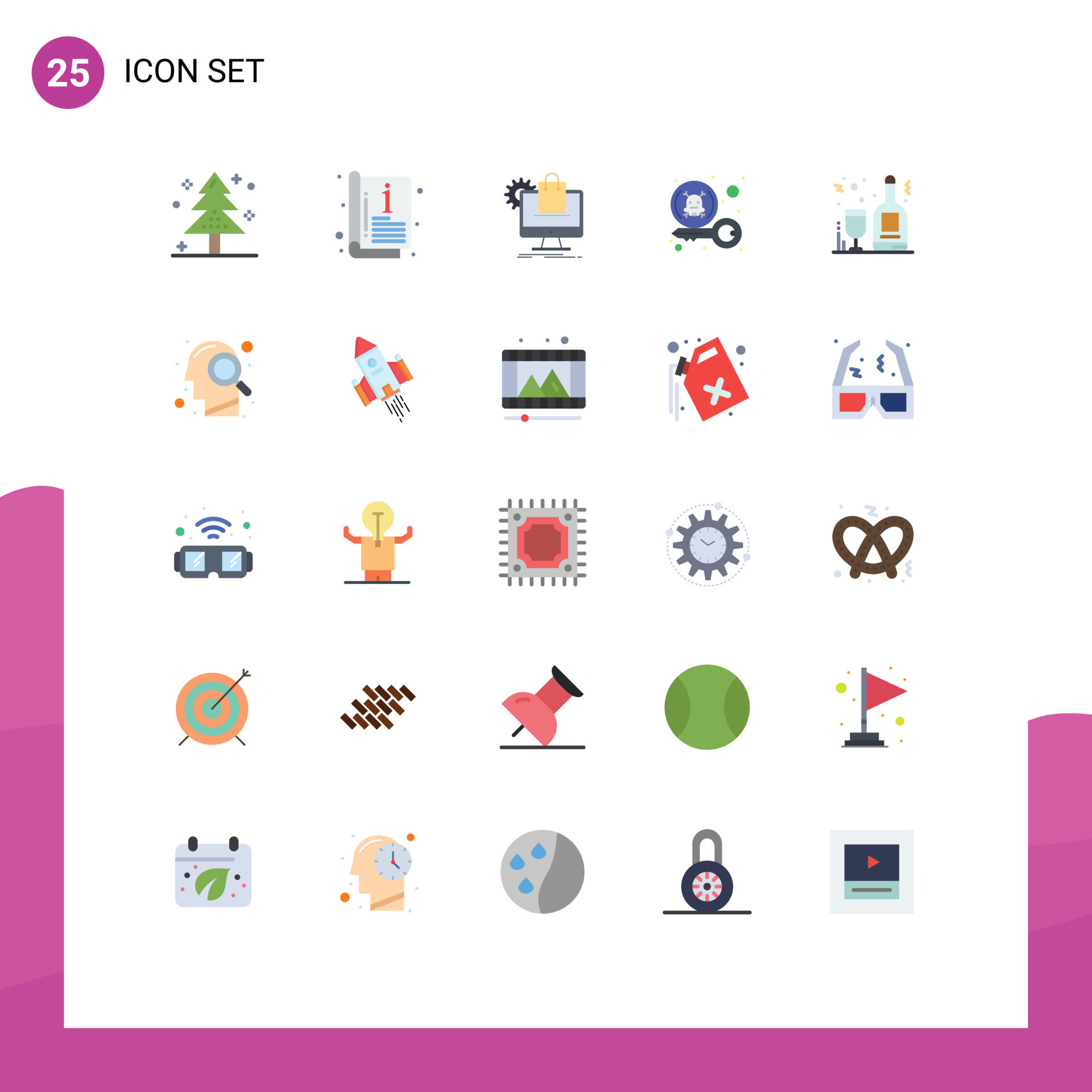 Stock Vector Icon Pack of 25 Line Signs and Symbols for private hacker ...