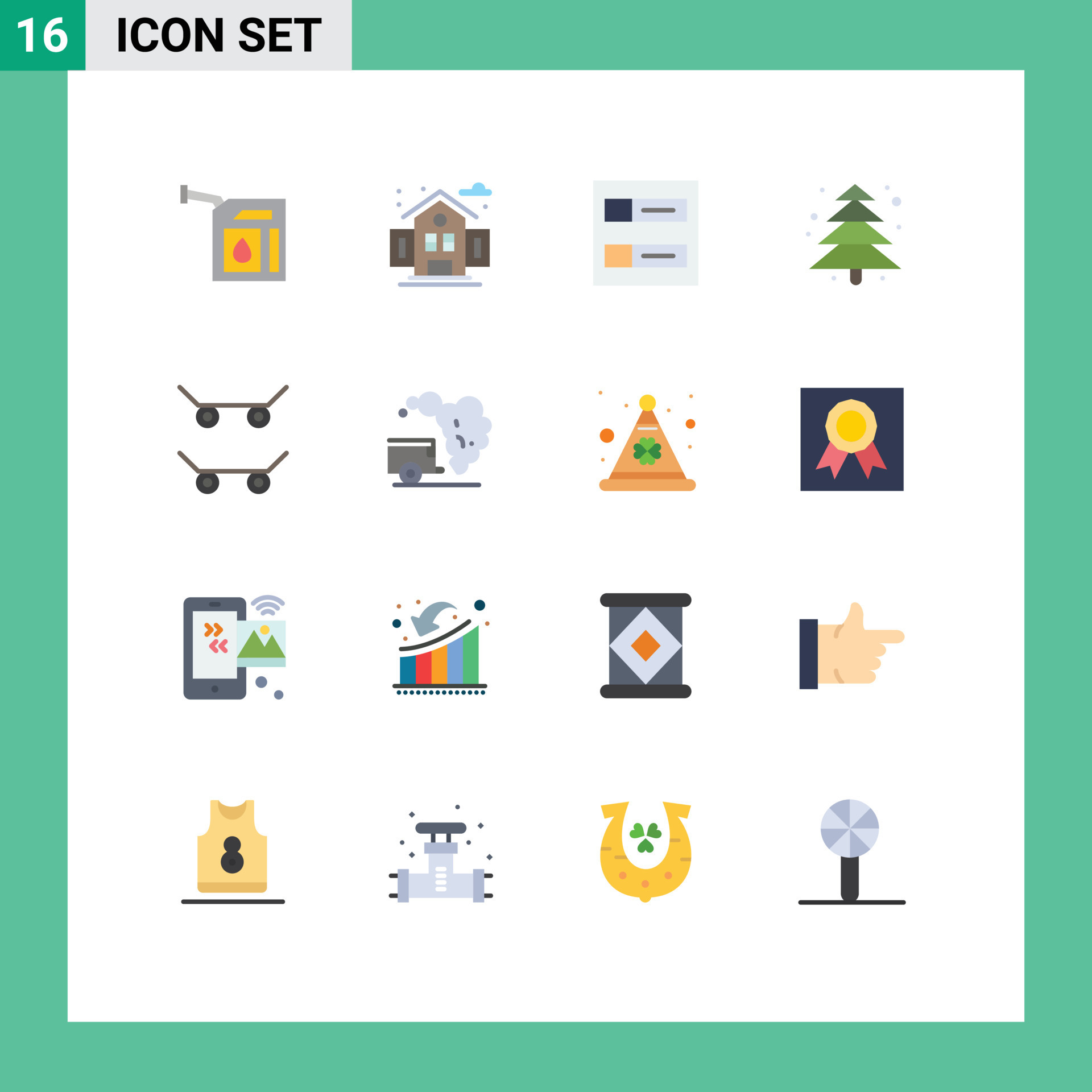 Set Of 16 Vector Flat Colors On Grid For Garbage Dump Grid Sport