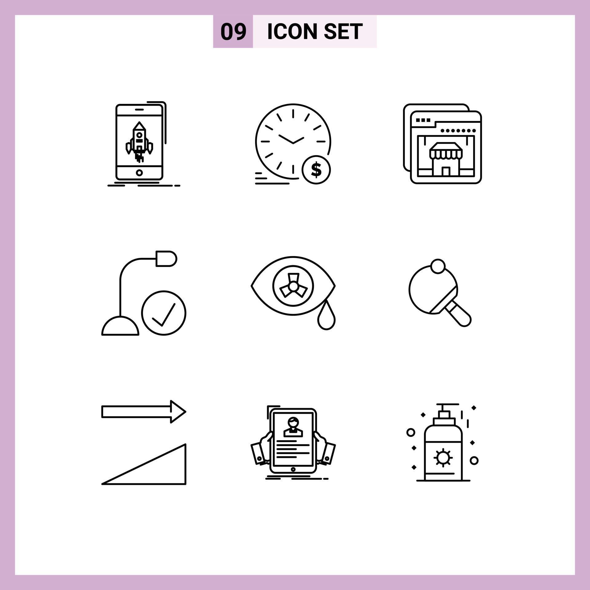 Modern Set Of 9 Outlines And Symbols Such As Gadget Connected Wallclock
