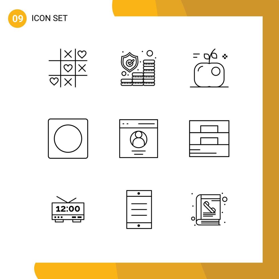 Pack Of 9 Creative Outlines Of Interface Overlay Apple Layout Creative Editable Vector Design