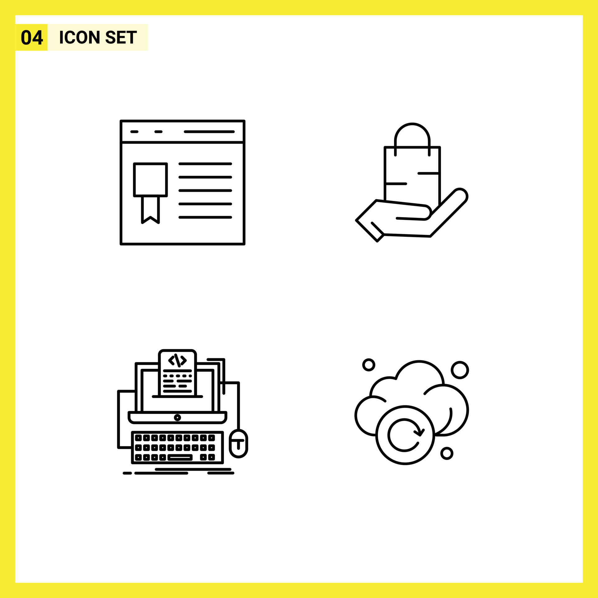 4 User Interface Line Pack Of Modern Signs And Symbols Of Browser Hand Page Ecommerce Coding