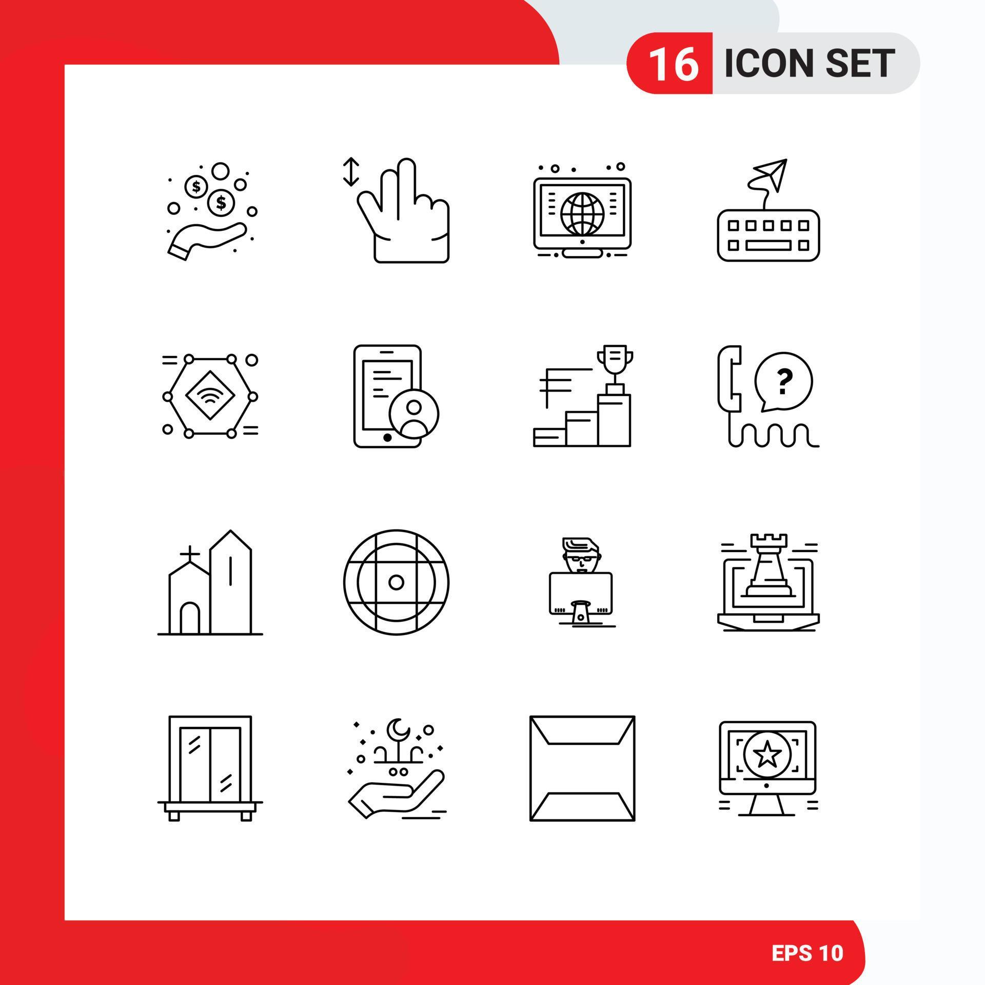 16 Thematic Vector Outlines And Editable Symbols Of Wifi Record Global Iot Type Editable Vector