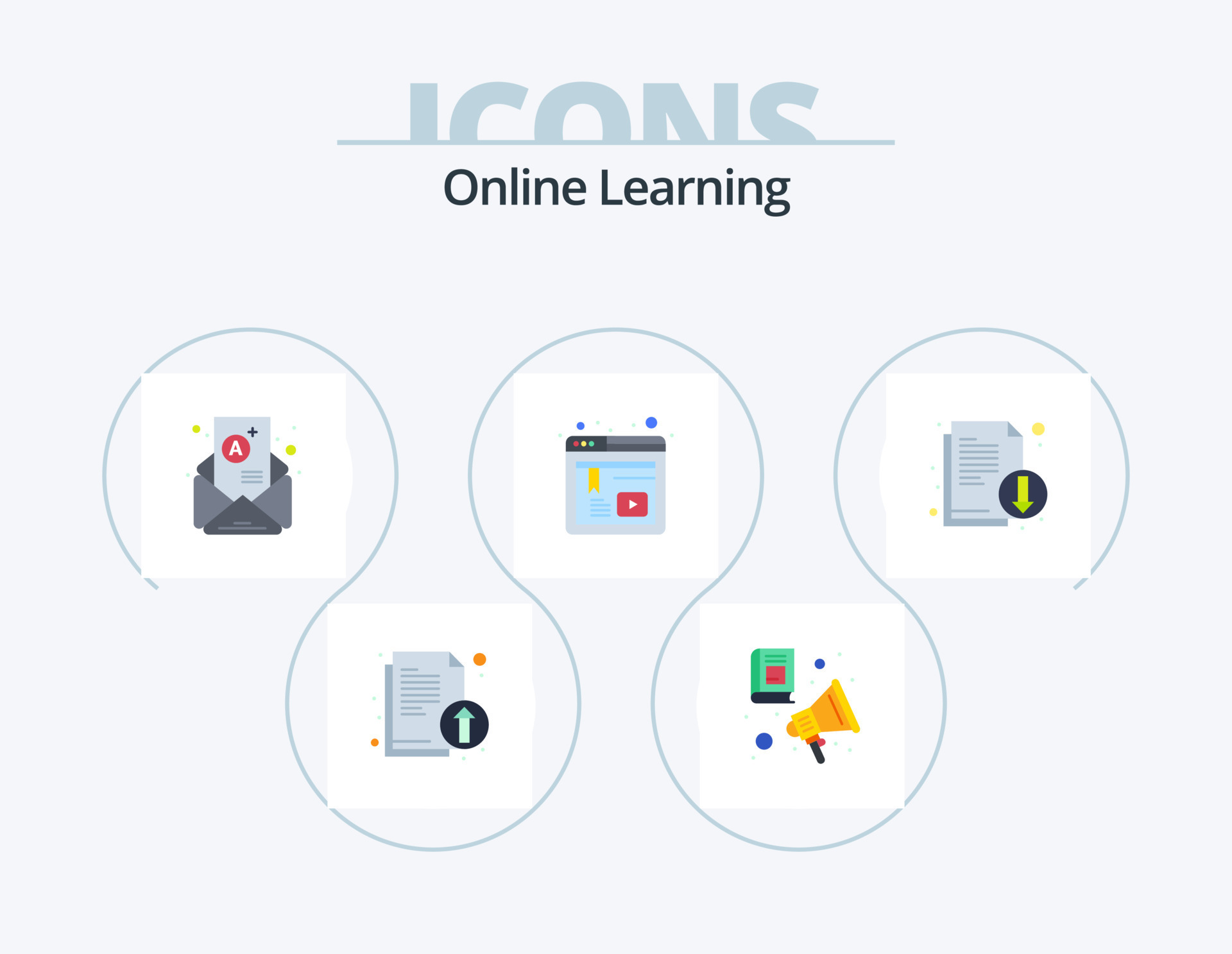 Online Learning Flat Icon Pack 5 Icon Design. download. website. letter ...