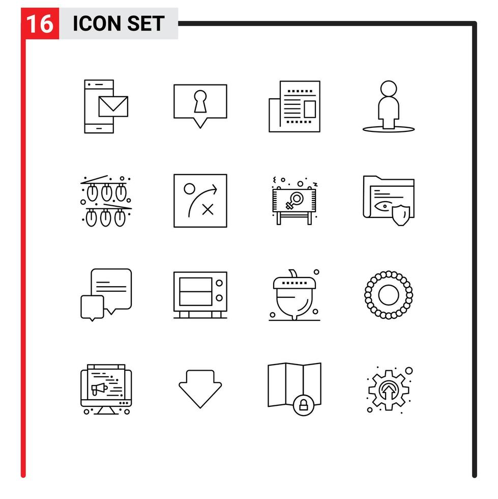 16 Universal Outlines Set For Web And Mobile Applications Decorations