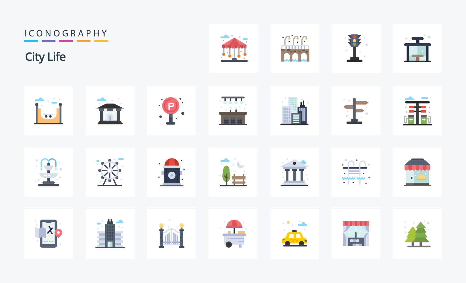 25 City Life Flat color icon pack 17577096 Vector Art at Vecteezy