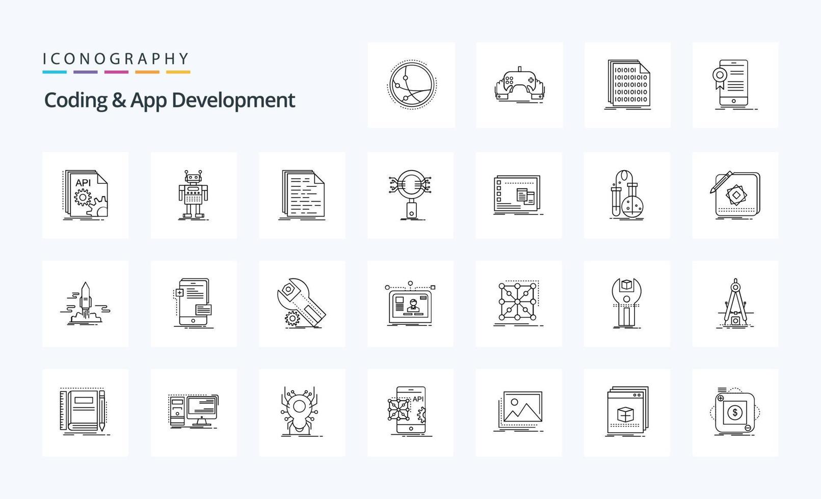 25 Coding And App Development Line icon pack 17577485 Vector Art at ...