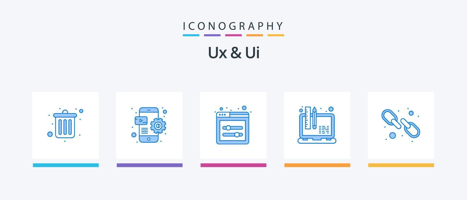 Ux And Ui Blue 5 Icon Pack Including web. hyperlink. interface web element. laptop. development ...