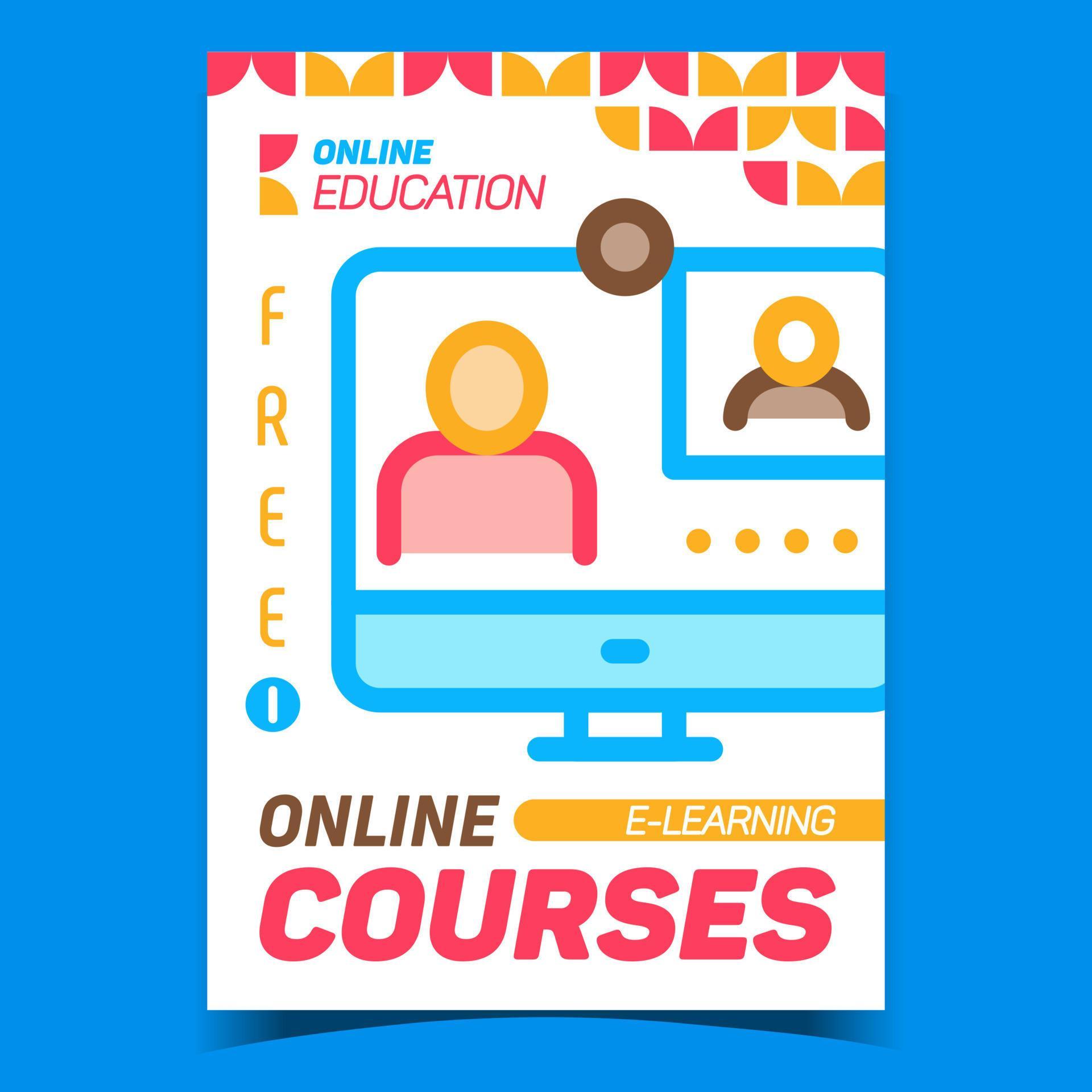 Online Courses E-learning Advertise Poster Vector 17578000 Vector Art ...