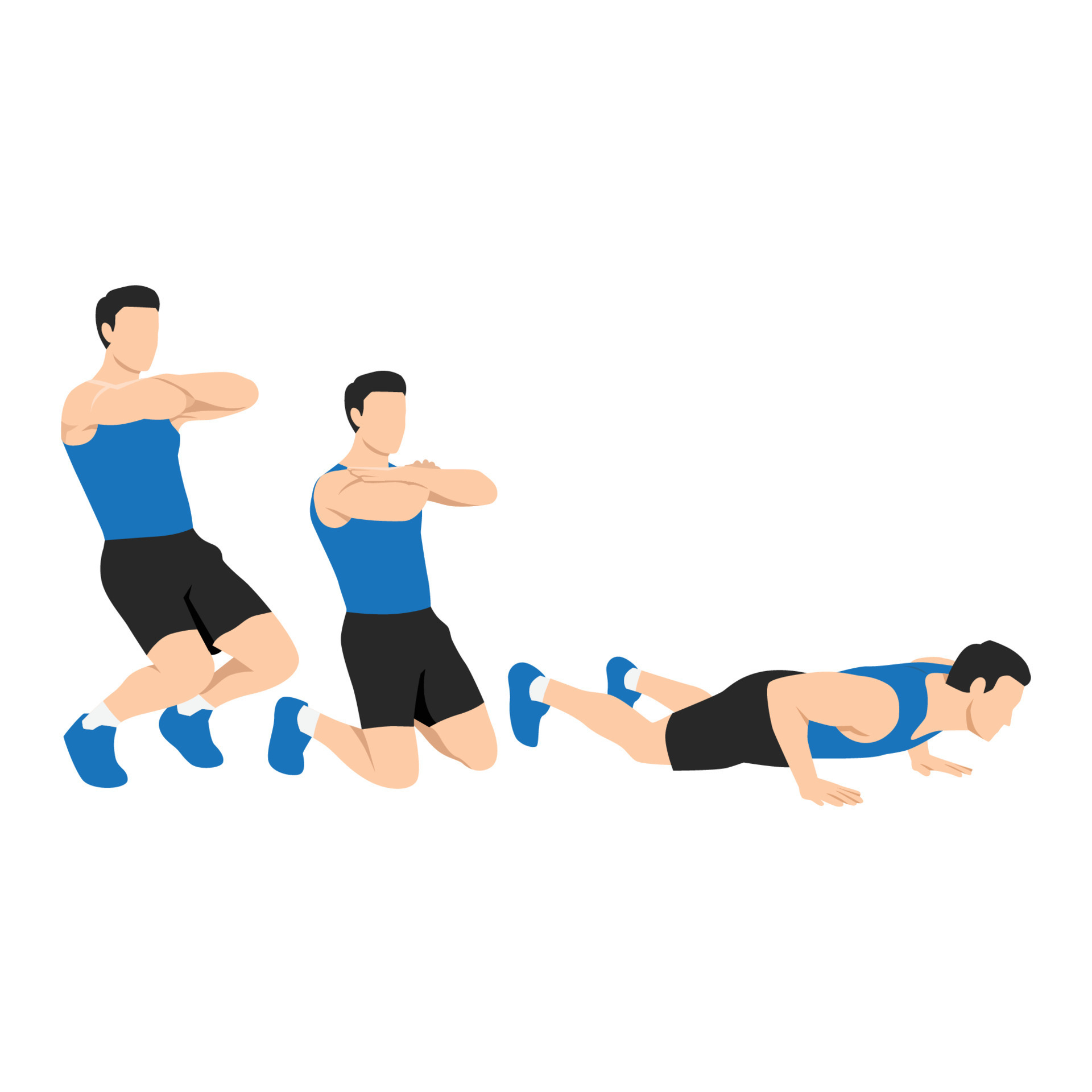 Man Doing Sissy Squat To Nordic Curl Flat Vector Illustration Isolated On White Background