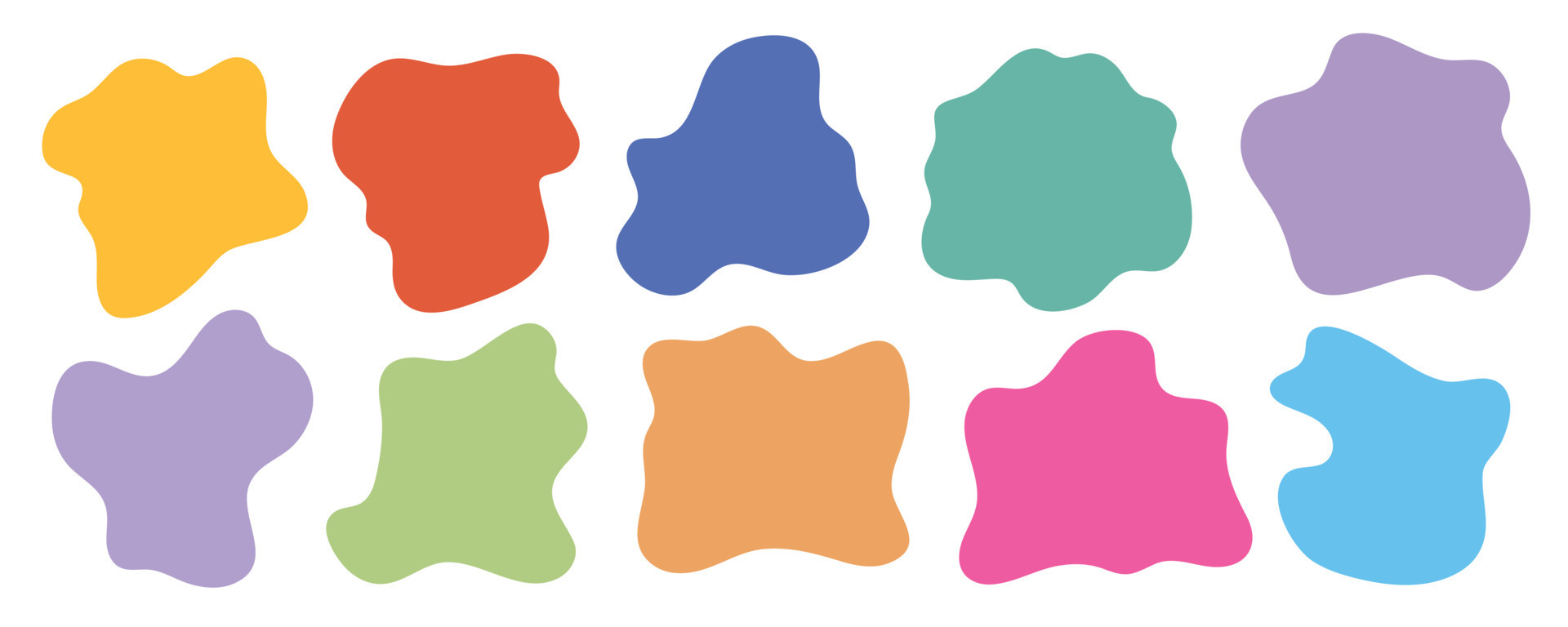 Organic colorful blob shape isolated on transparent background. Abstract fluid shapes vector set ...