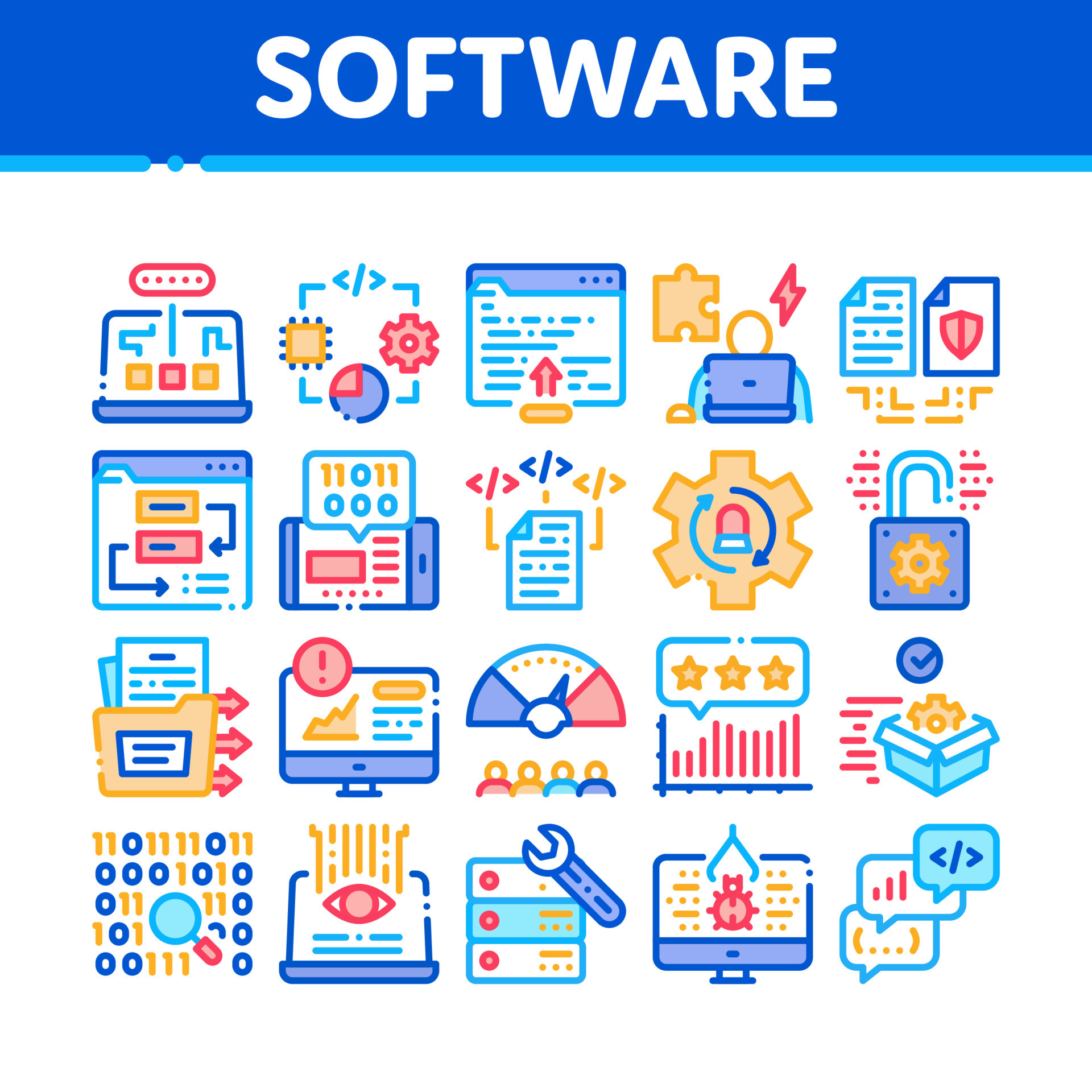 Software Testing And Analysis Icons Set Vector 17587440 Vector Art at ...
