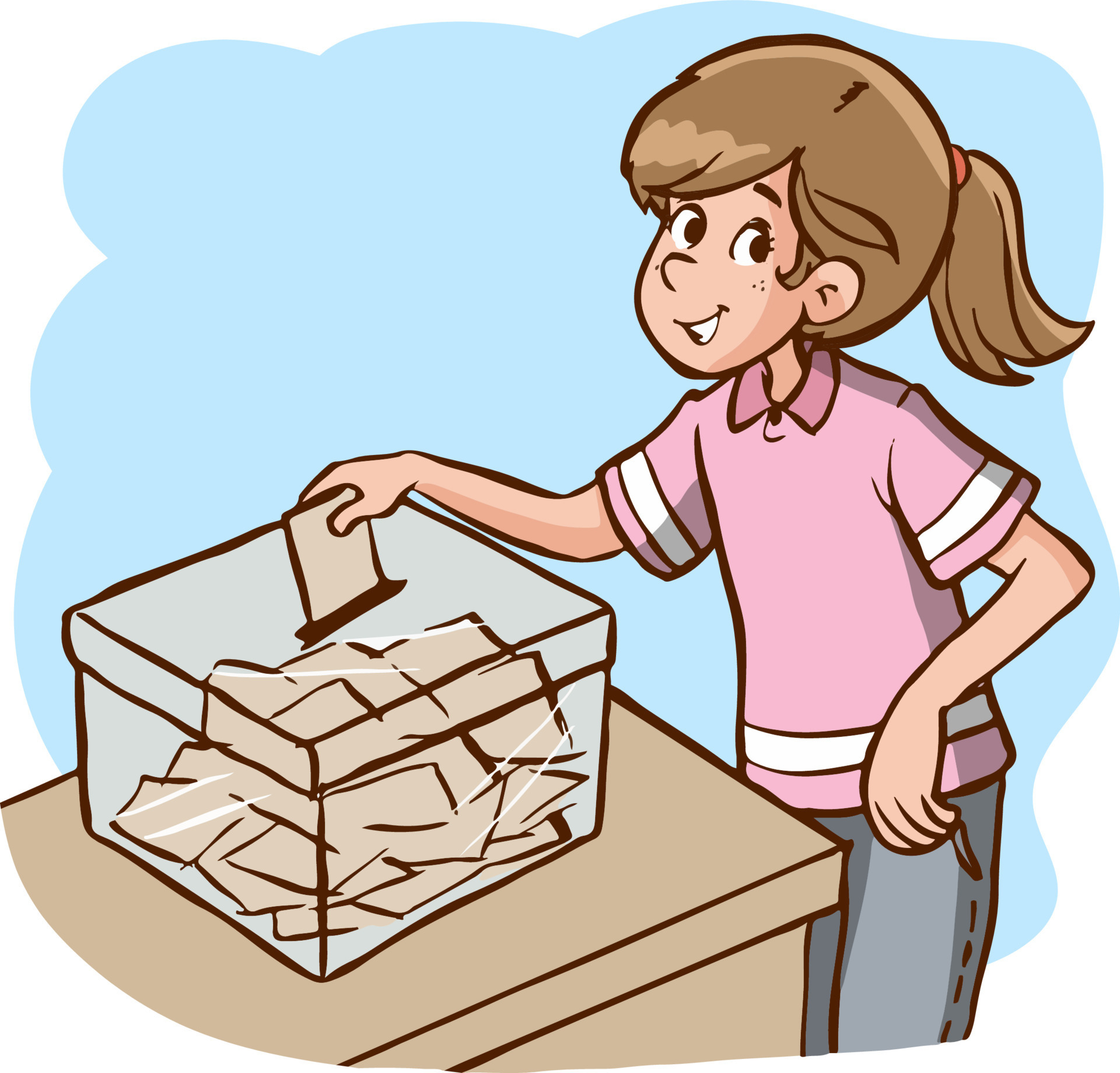 Chica Votando En El Vector De Dibujos Animados De Urnas 17588817 Vector