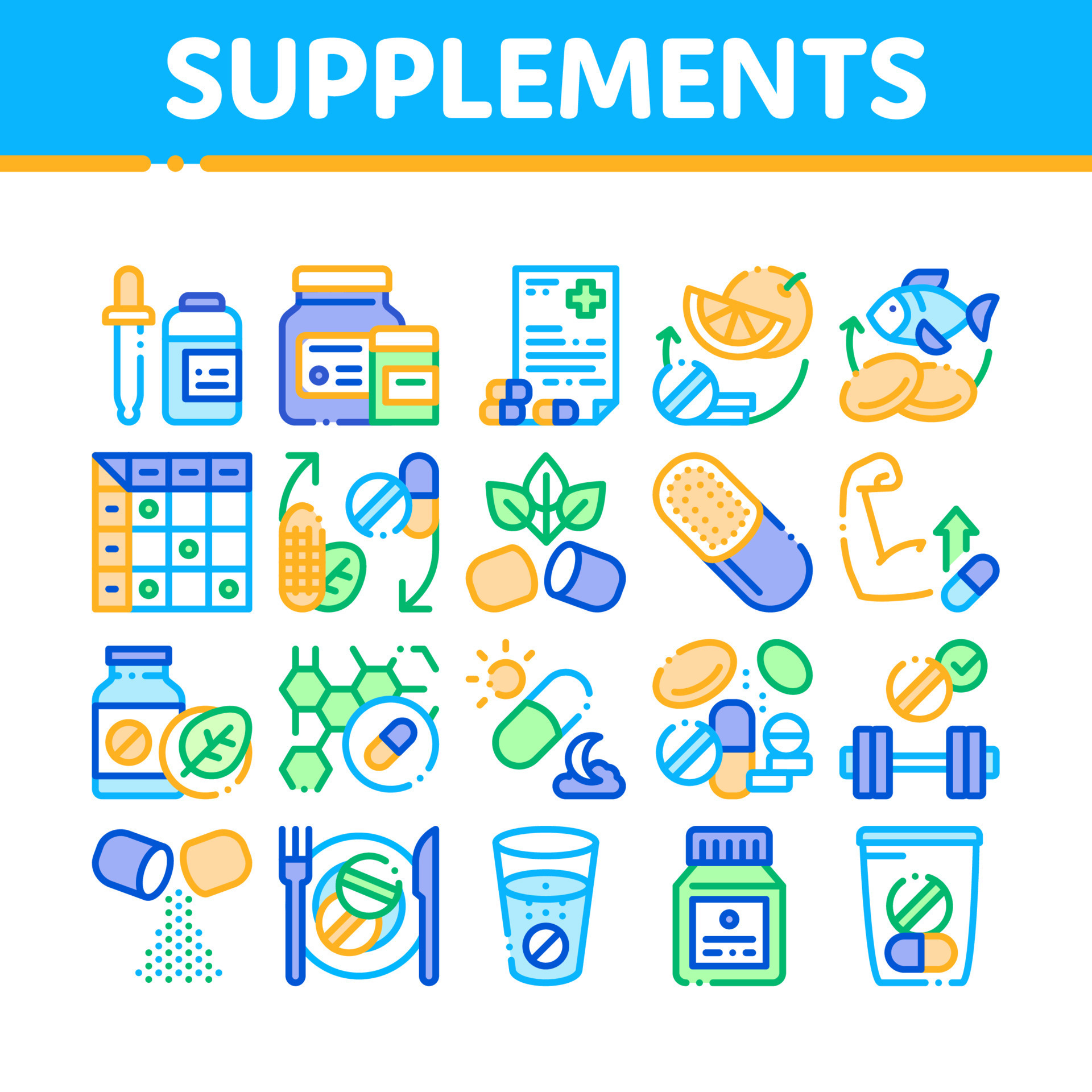 Supplements Collection Elements Icons Set Vector 17589032 Vector Art At