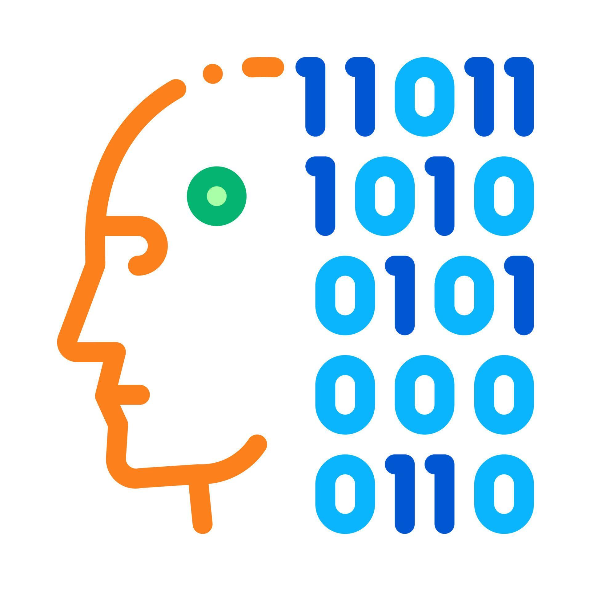 robot binary code icon vector outline illustration 17591848 Vector Art ...