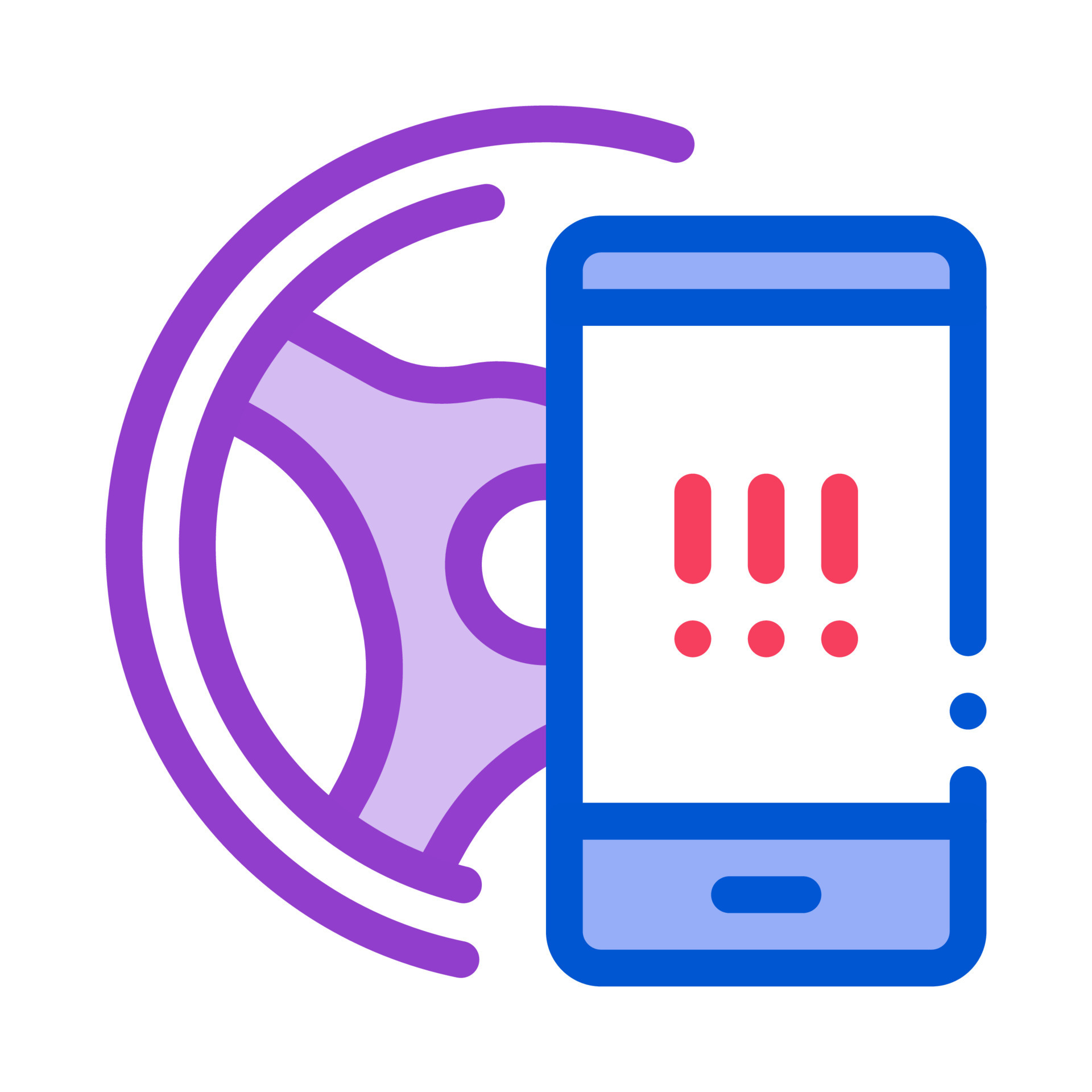 distracting phone while driving icon vector outline illustration ...