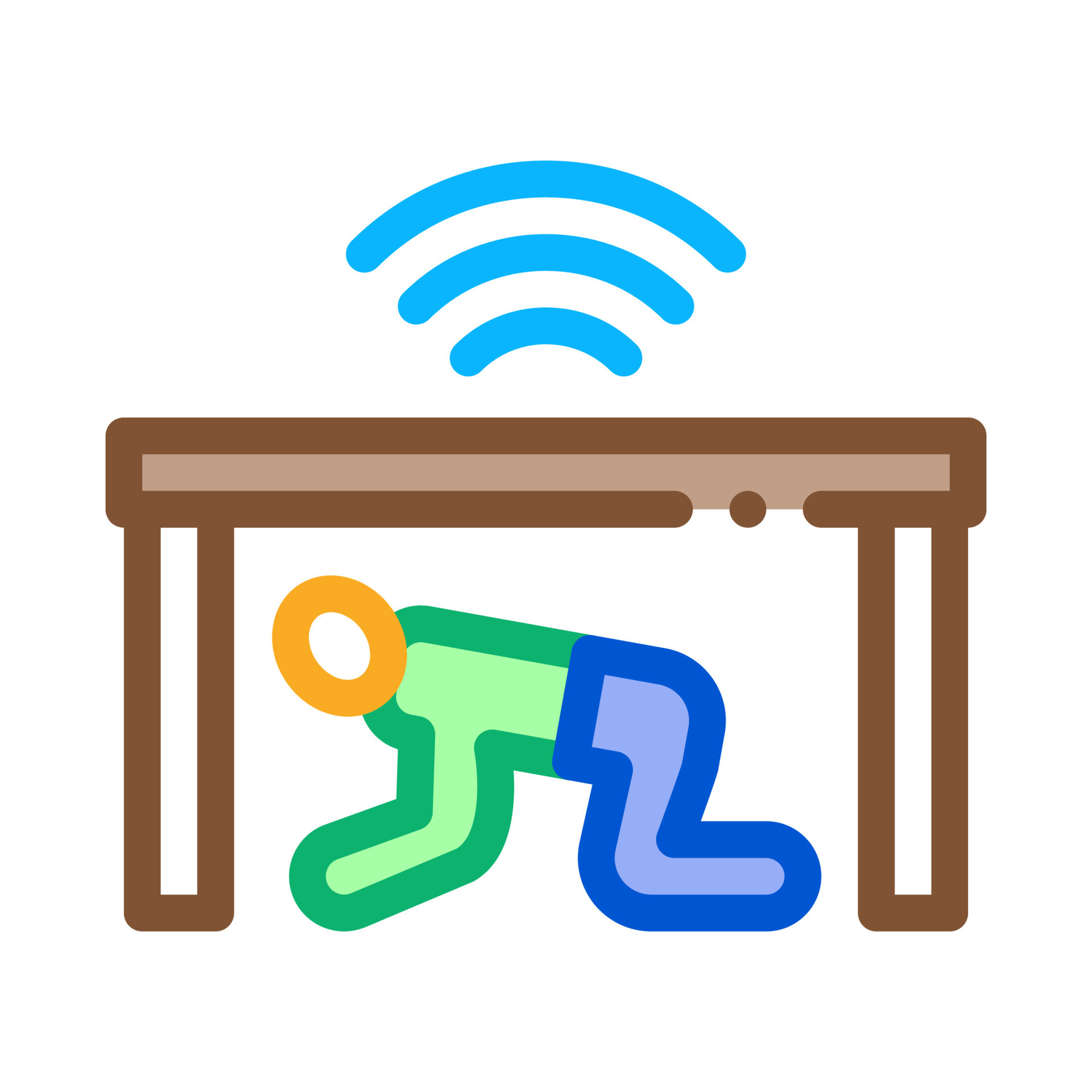Protection Hide Human Under Table Icon Vector Outline Illustration