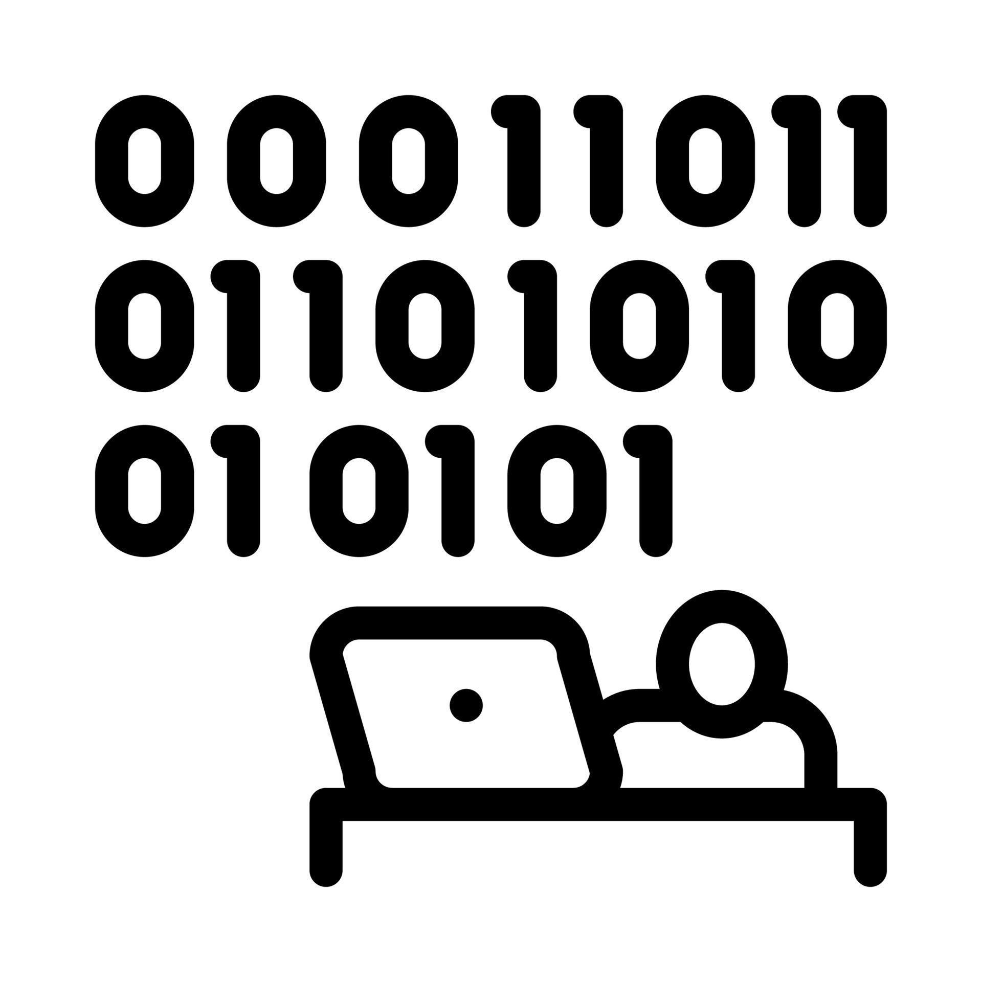 People Come Up With Binary Code Icon Vector Outline Illustration