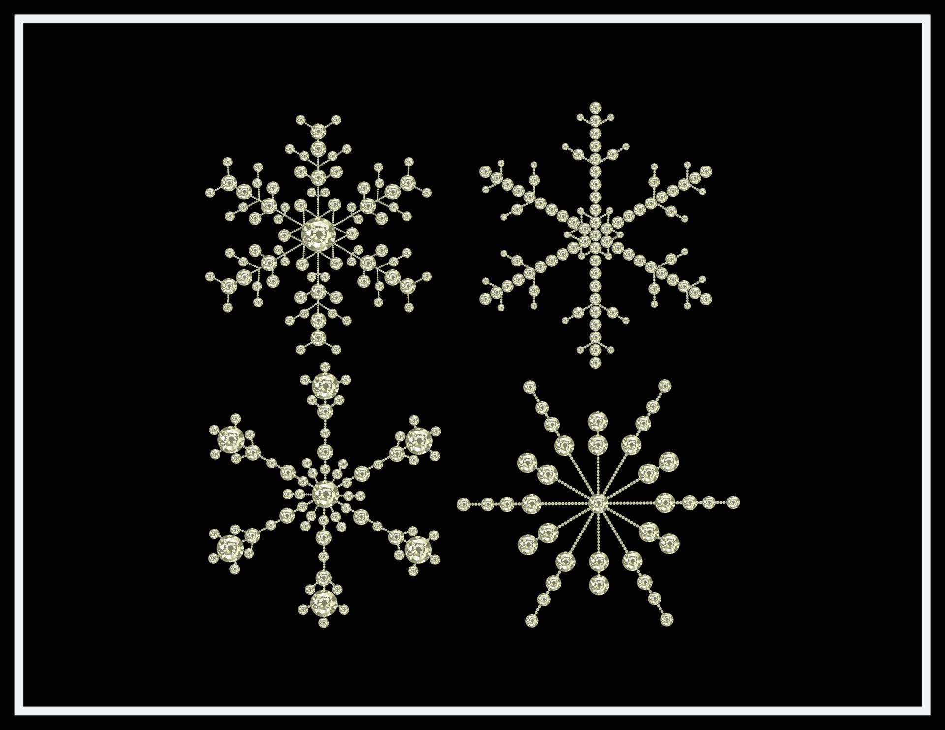 Snowflakes vector set made with pearl and diamond rhinestone 17594262 ...