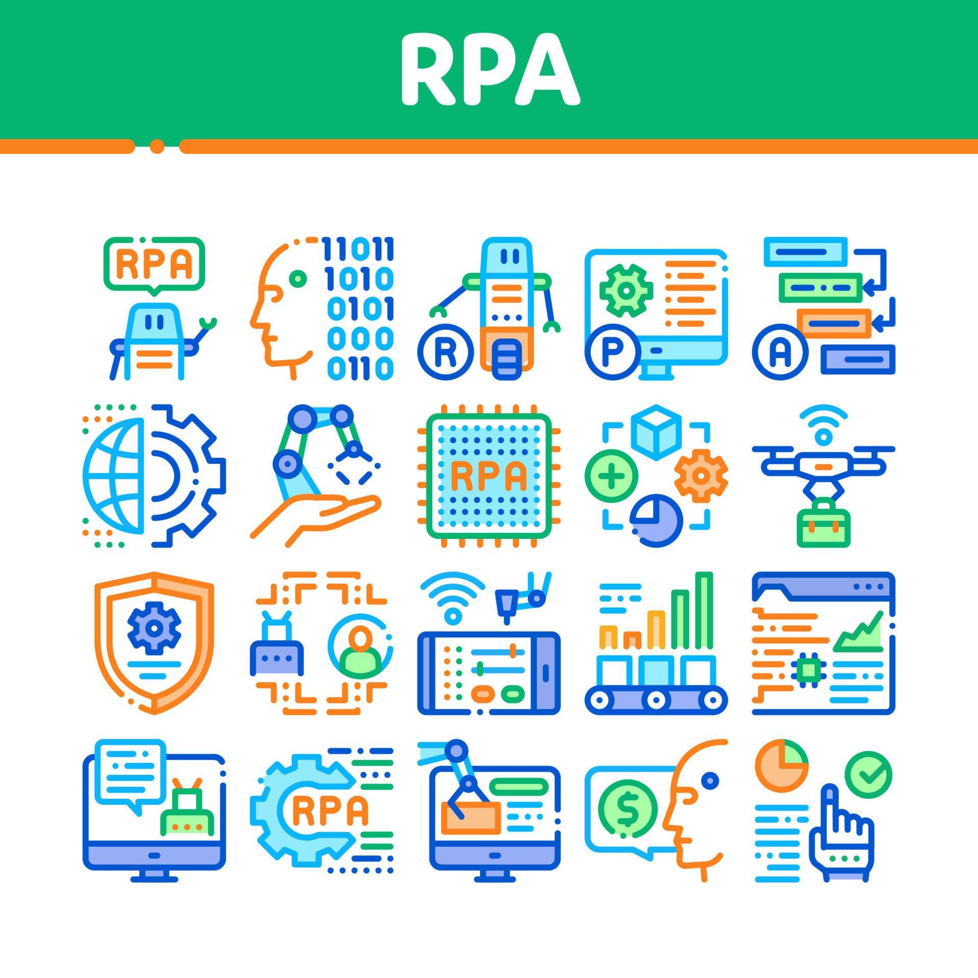 Rpa Robotic Process Automation Icons Set Vector 17594329 Vector Art at ...