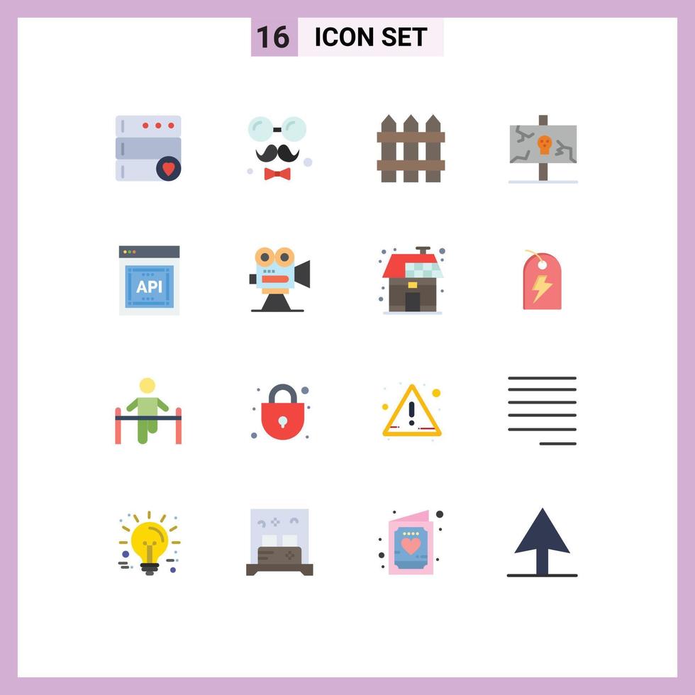 Mobile Interface Flat Color Set Of 16 Pictograms Of Api Old Fence Holiday Easter Editable Pack