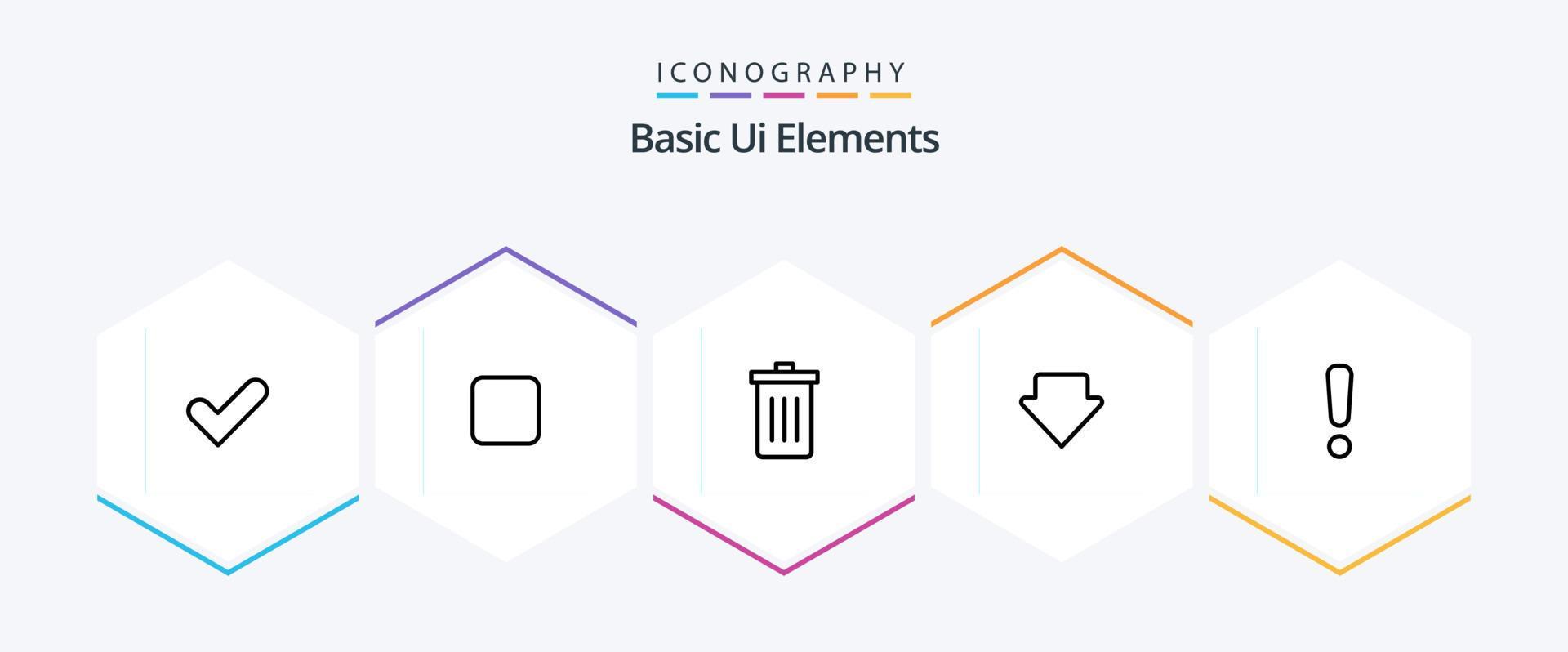 Basic Ui Elements 25 Line Icon Pack Including Warning Alert Been