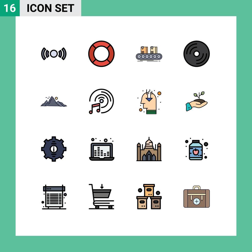 Pack Of 16 Creative Flat Color Filled Lines Of Hardware Devices Ui Line Conveyor Editable