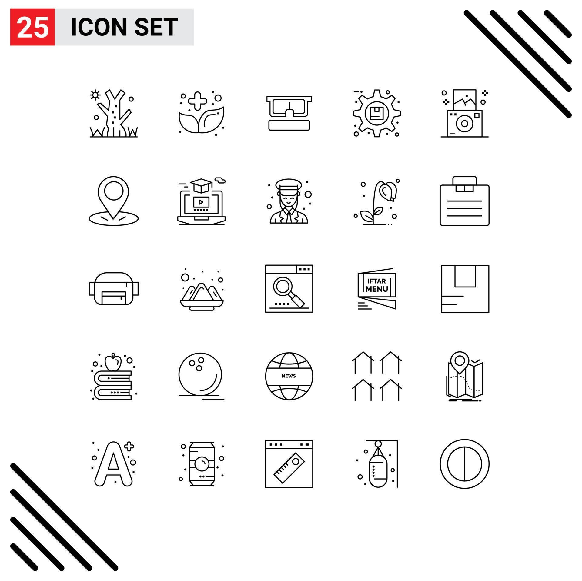 Stock Vector Icon Pack of 25 Line Signs and Symbols for camera ...