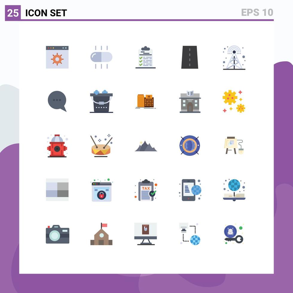 25 Universal Flat Colors Set For Web And Mobile Applications Broadcasting Path Clipboard Lines