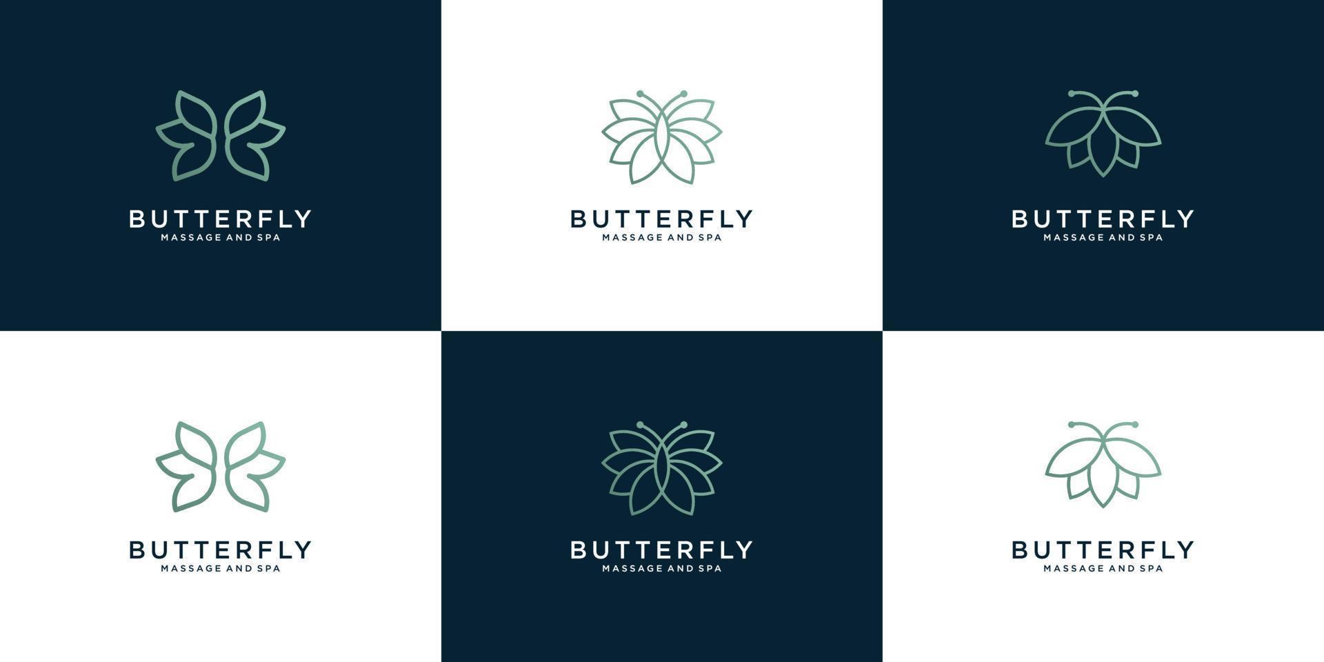 Beauty butterfly logo collection with line art style 17596888 Vector Art at Vecteezy