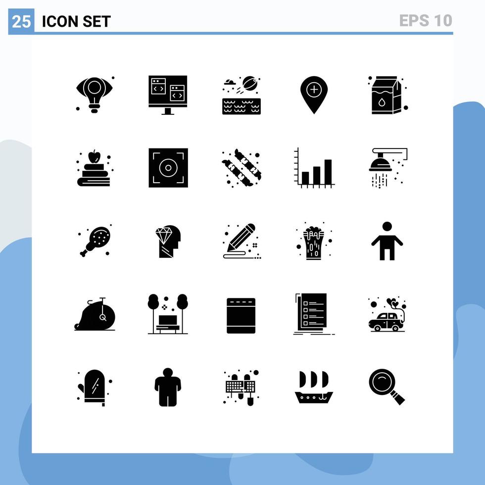 Stock Vector Icon Pack of 25 Line Signs and Symbols for milk marker ...