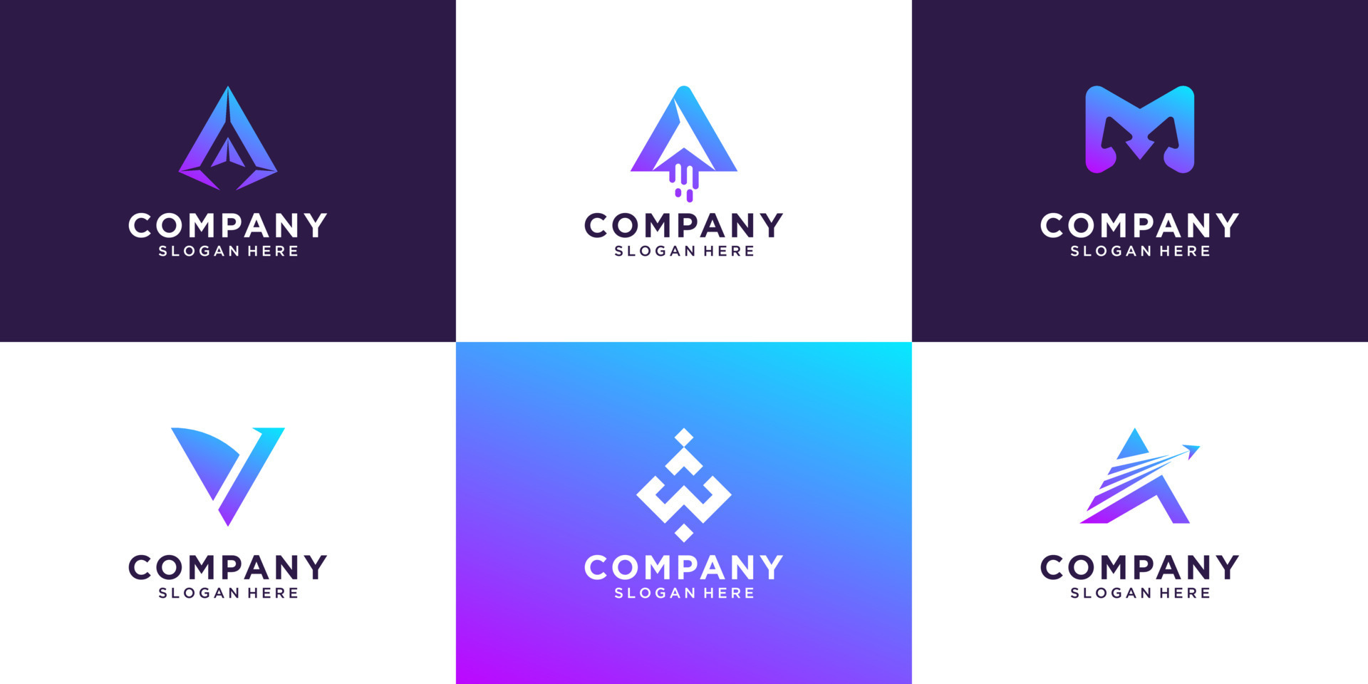 Set of gradient initial letter a logo template. icons for business ...