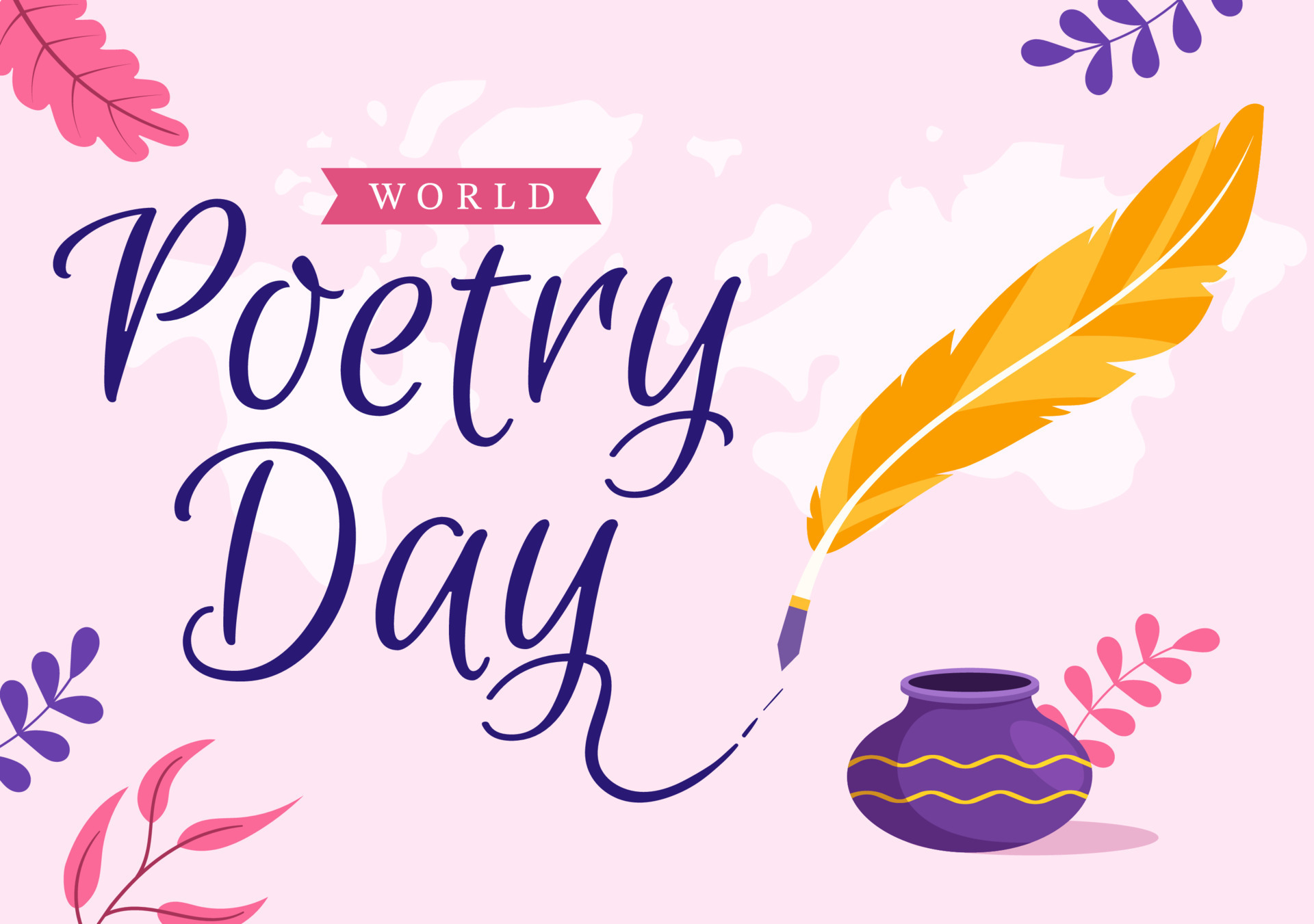 World Poetry Day on March 21 Illustration with a Quill, Paper or ...