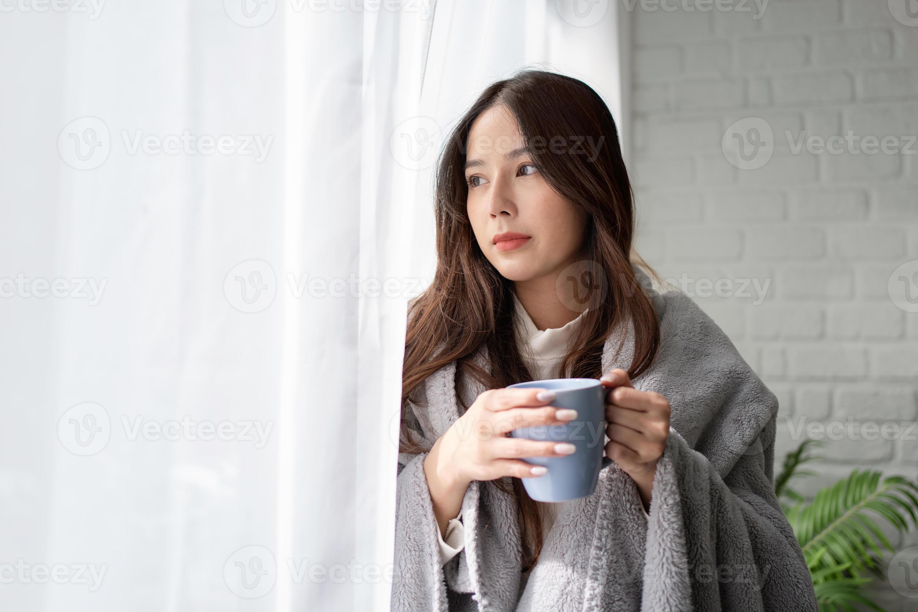 Portrait Of Beautiful Asian Woman In Casual Clothes Standing By Large