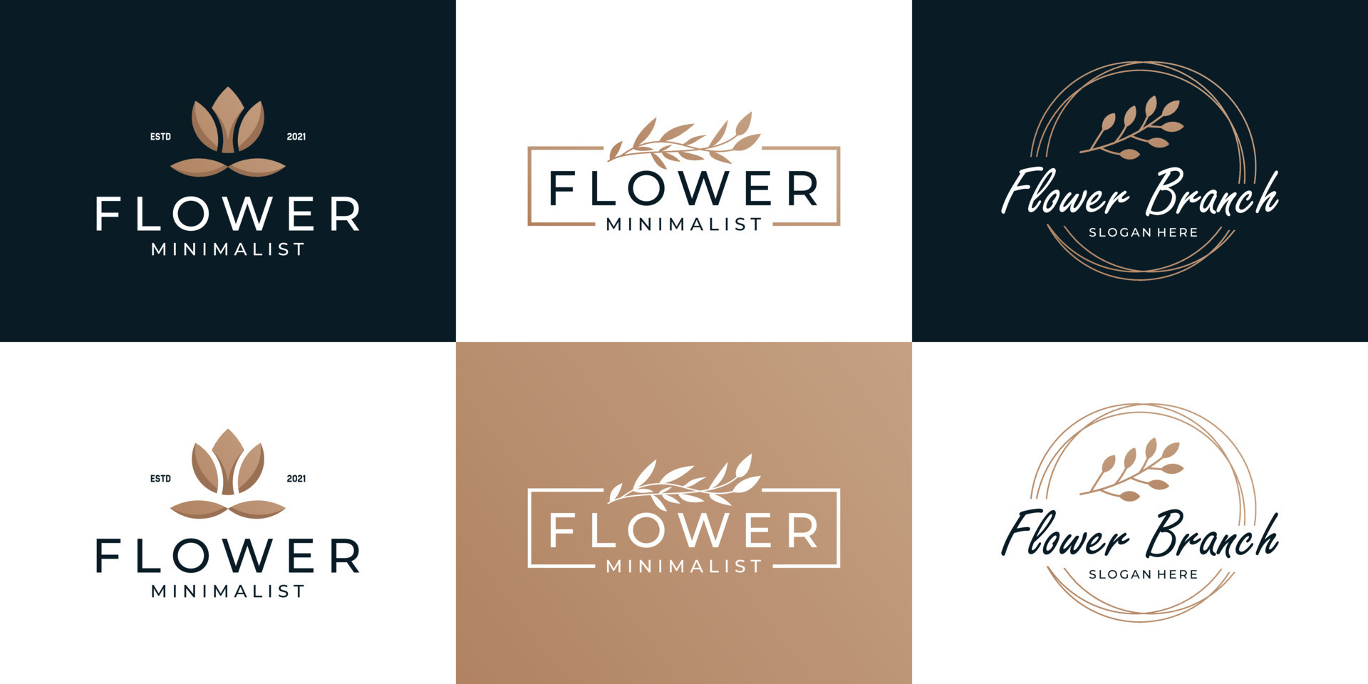 Set of beauty branch and bouquets frame with luxury minimalist logo collection. 17603365 Vector ...