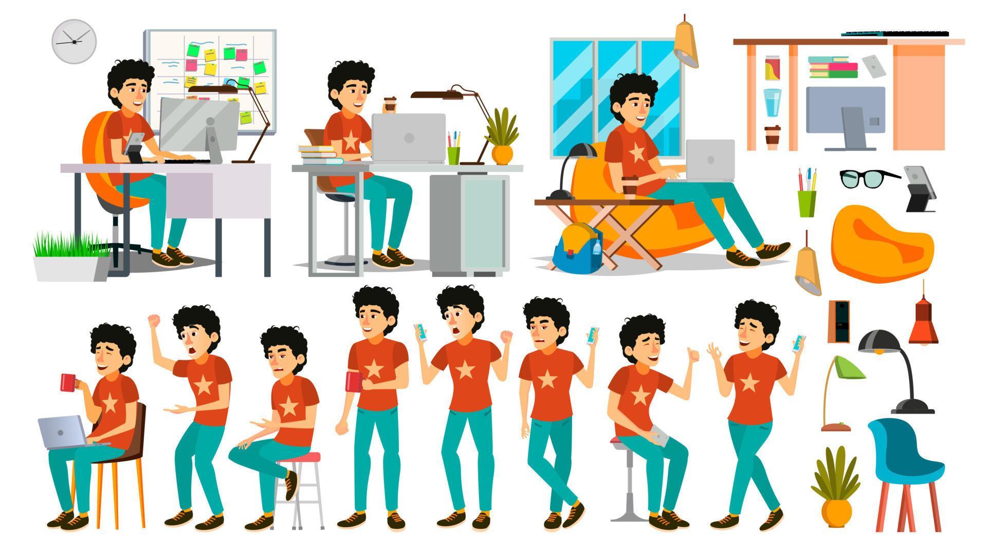 Young Coder Character Vector Web Developer Programming Coding Software Development