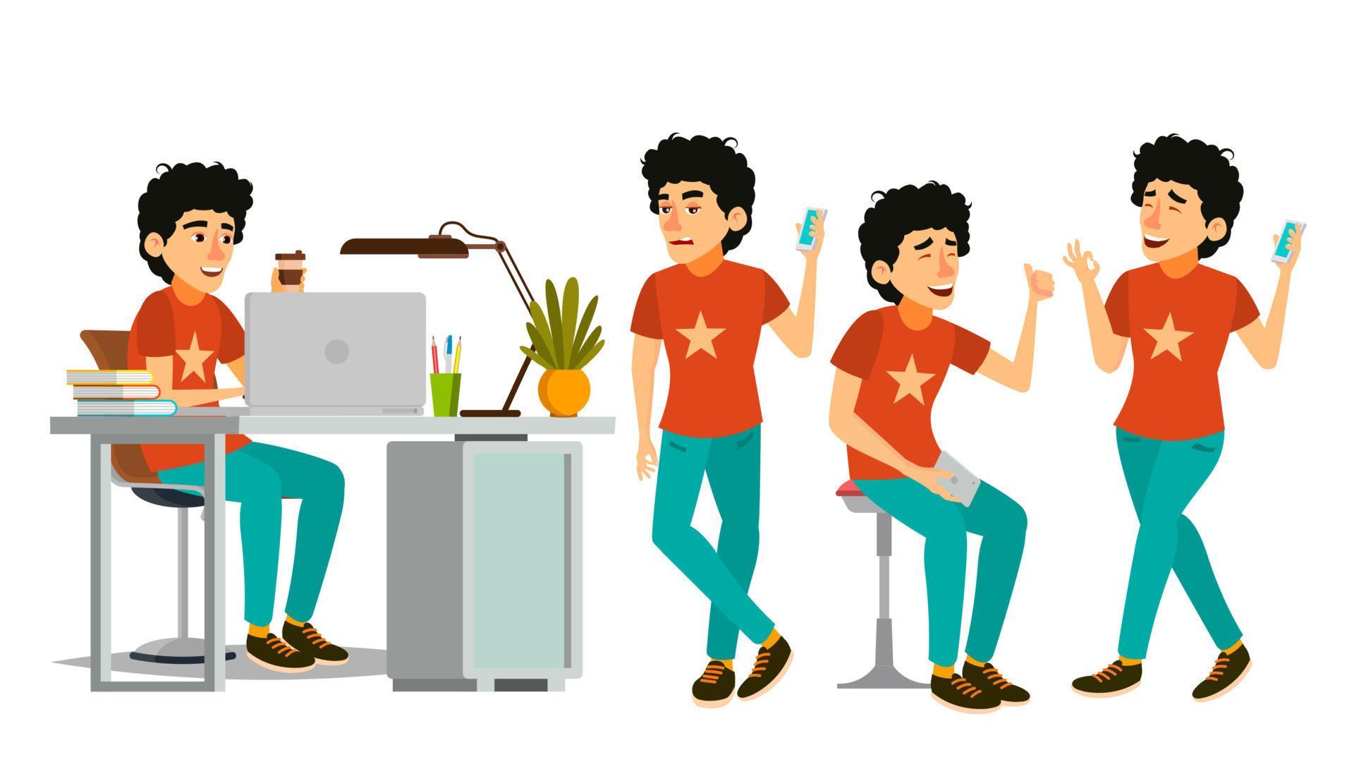 Junior Developer Character Vector. Young Coder In Modern Office ... Junior Developer Character Vector. Young Coder In Modern Office ...