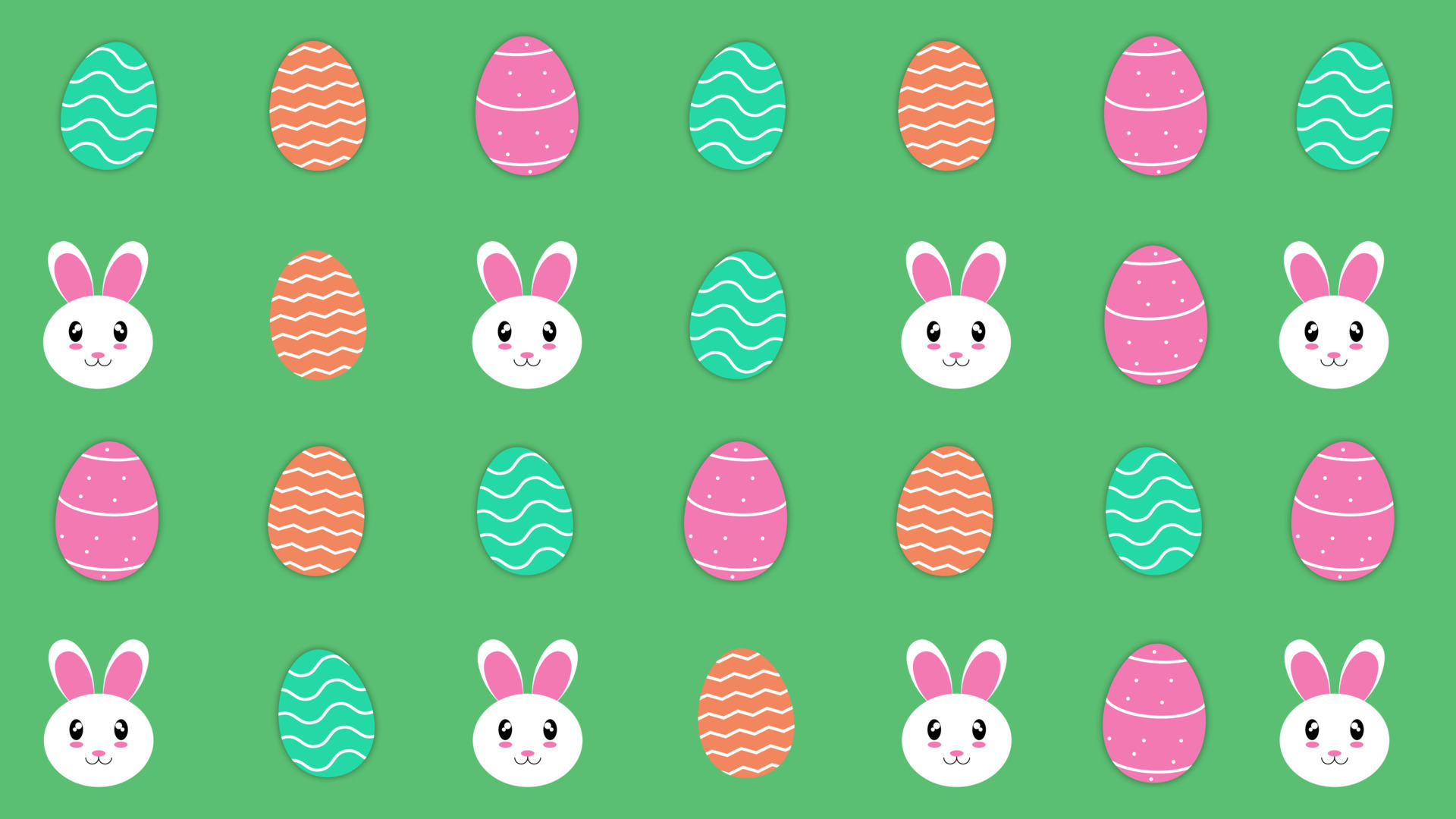 Fondo De Pascua Con Conejos Y Hermosos Huevos Pintados En Verde Ilustración Vectorial Eps 10
