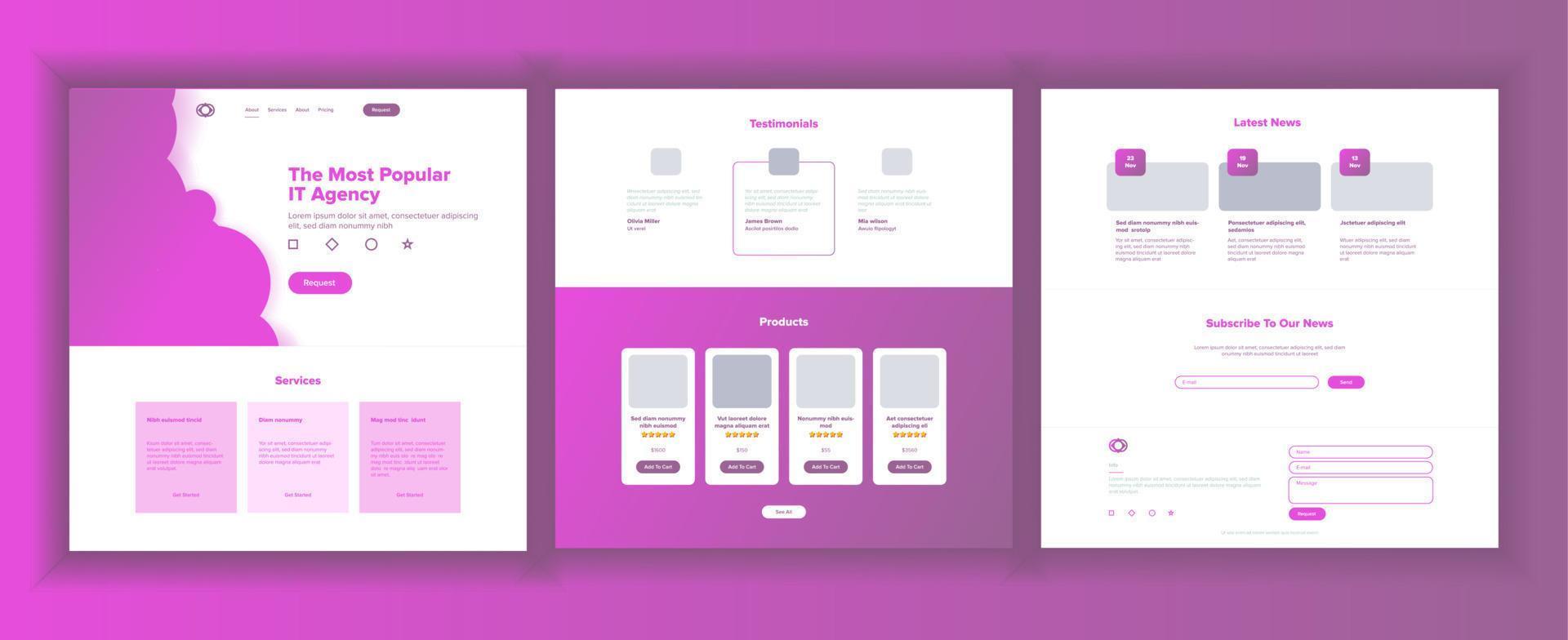 Main Web Page Design Vector. Website Business Concept. Landing Template ...